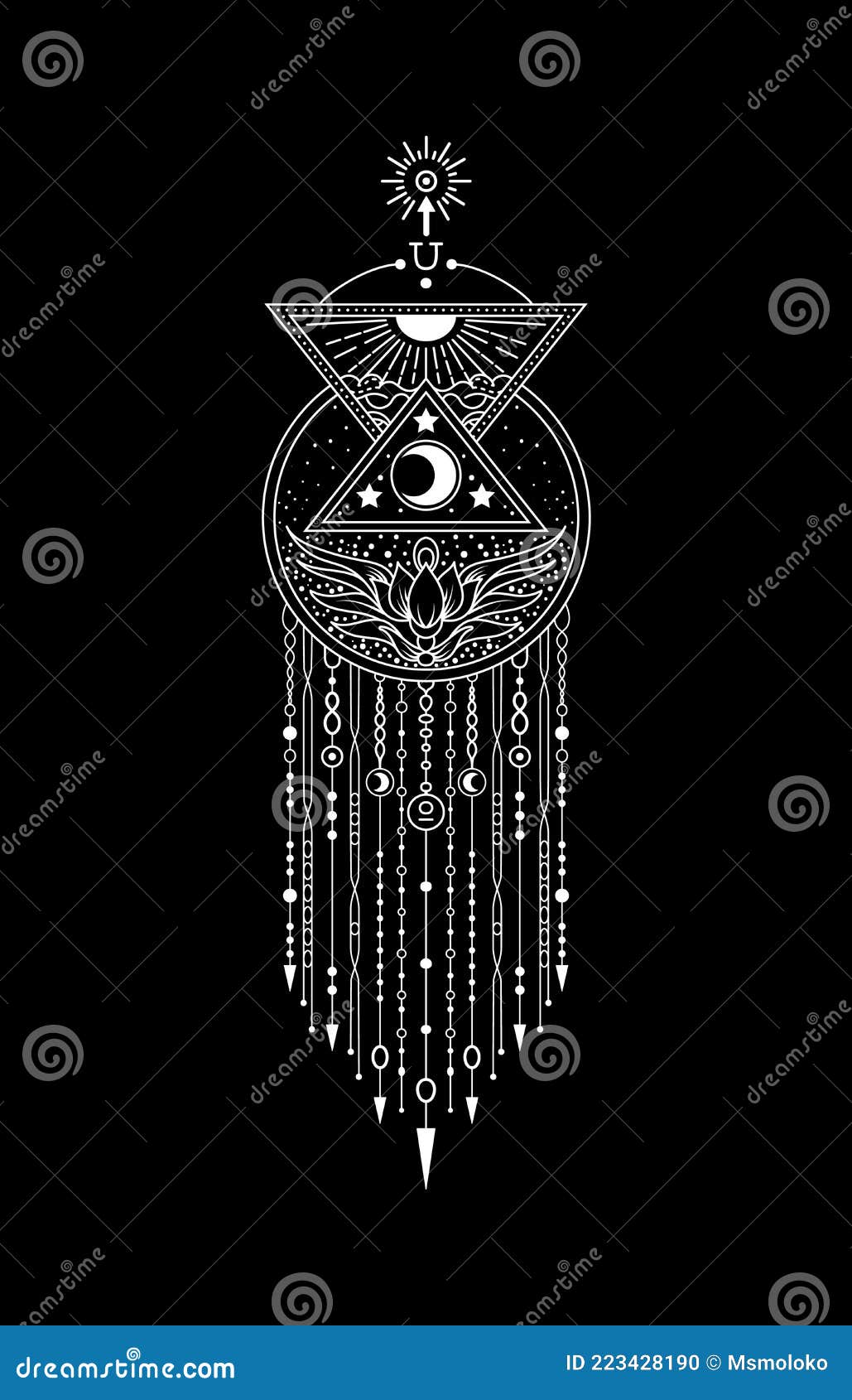 Occult Esoteric Vector Illustration of Cosmos and Basic Elements. Stock ...