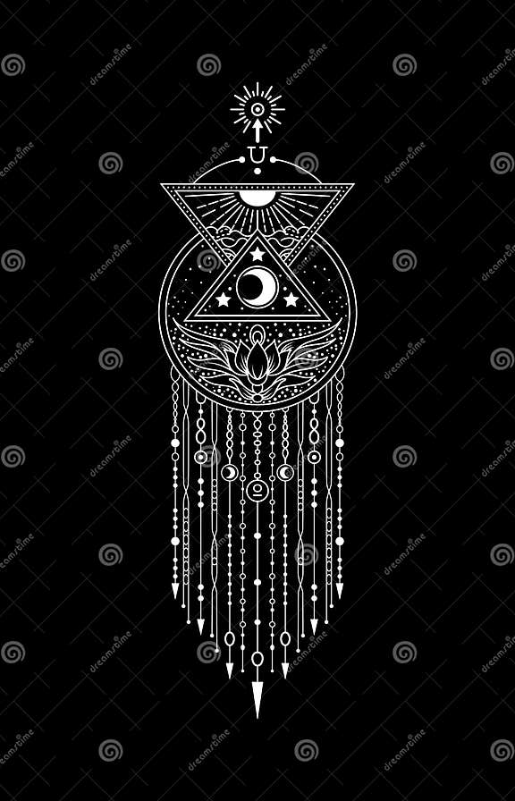Occult Esoteric Vector Illustration of Cosmos and Basic Elements. Stock ...