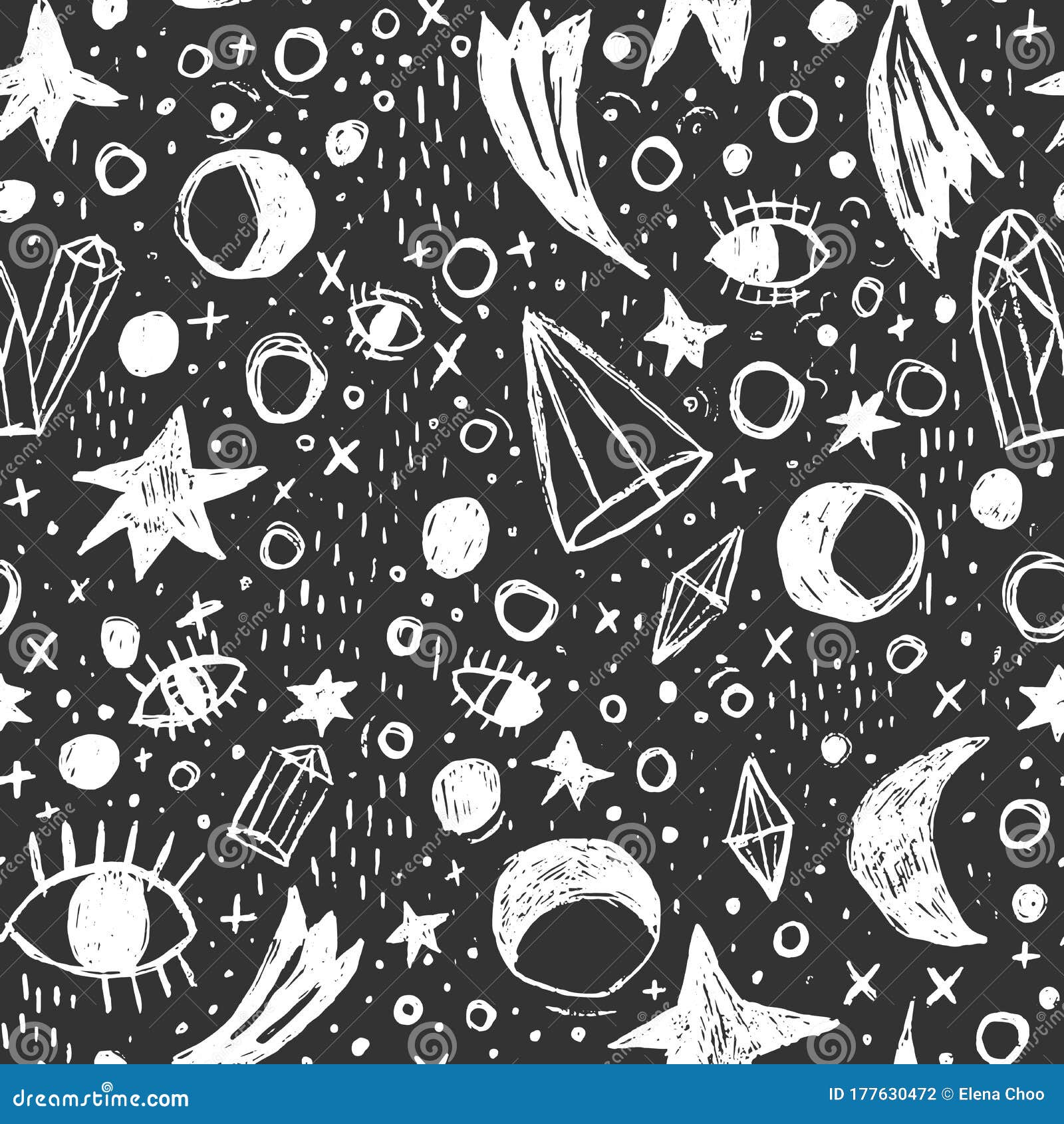 Occult Mystic Wicca Witchcraft Seamless Pattern Stock Vector ...