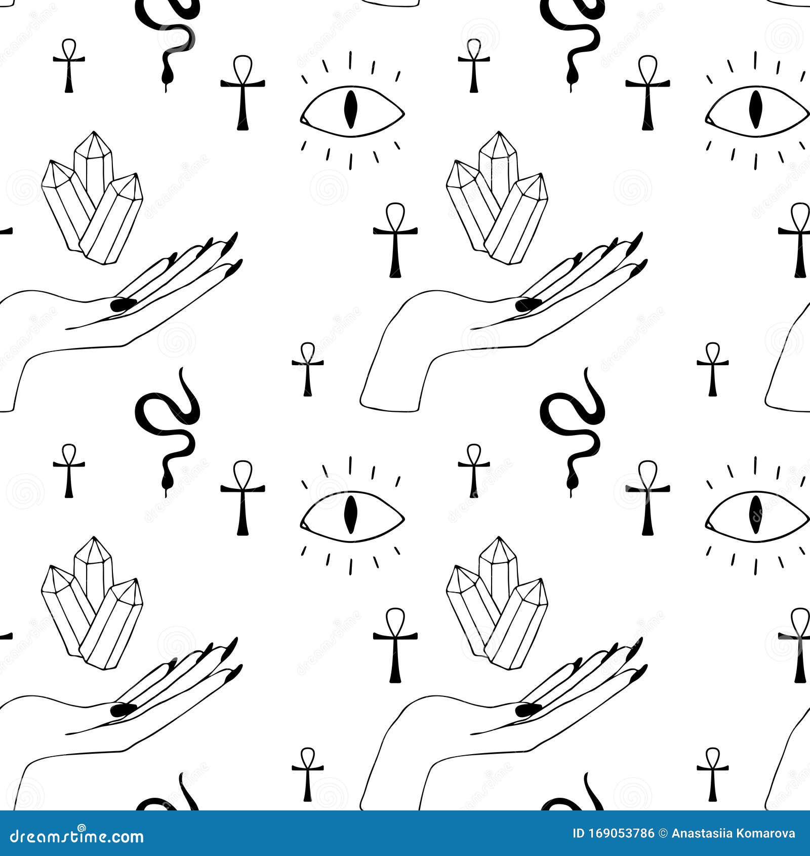 Occultism Set With Gothic Tattoo Hands And Mystery Symbols - Cross, Eye ...