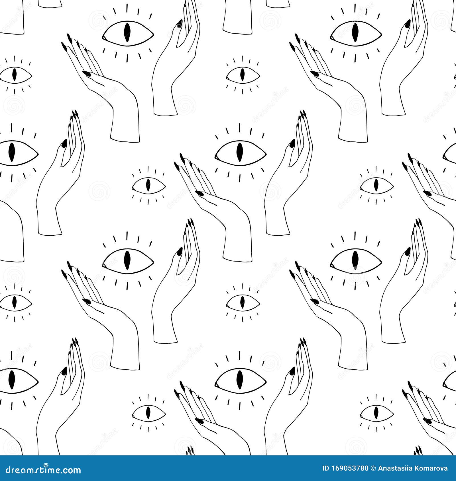 Occultism Set With Gothic Tattoo Hands And Mystery Symbols - Cross, Eye ...