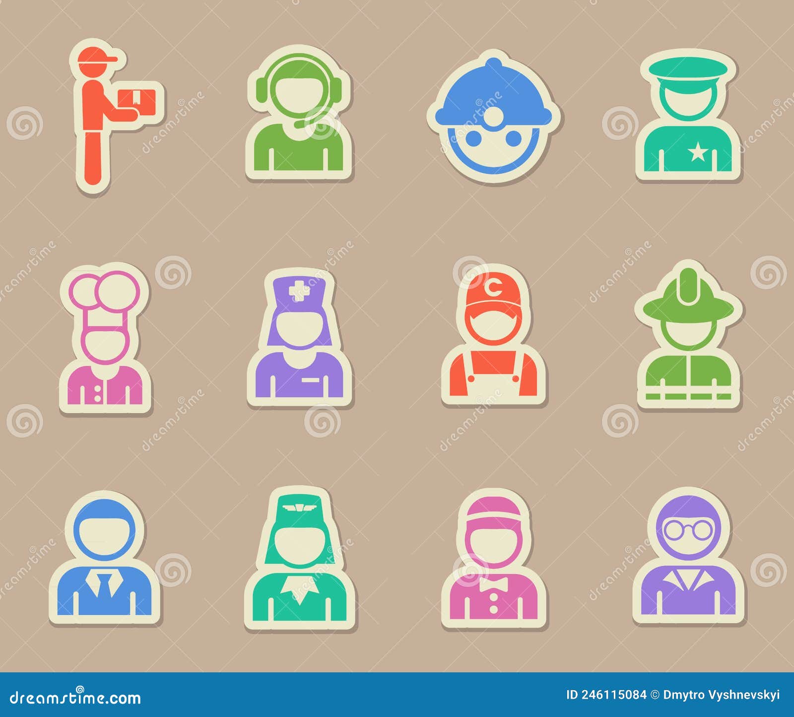Occupation Color Paper Stickers Stock Vector - Illustration of icon ...