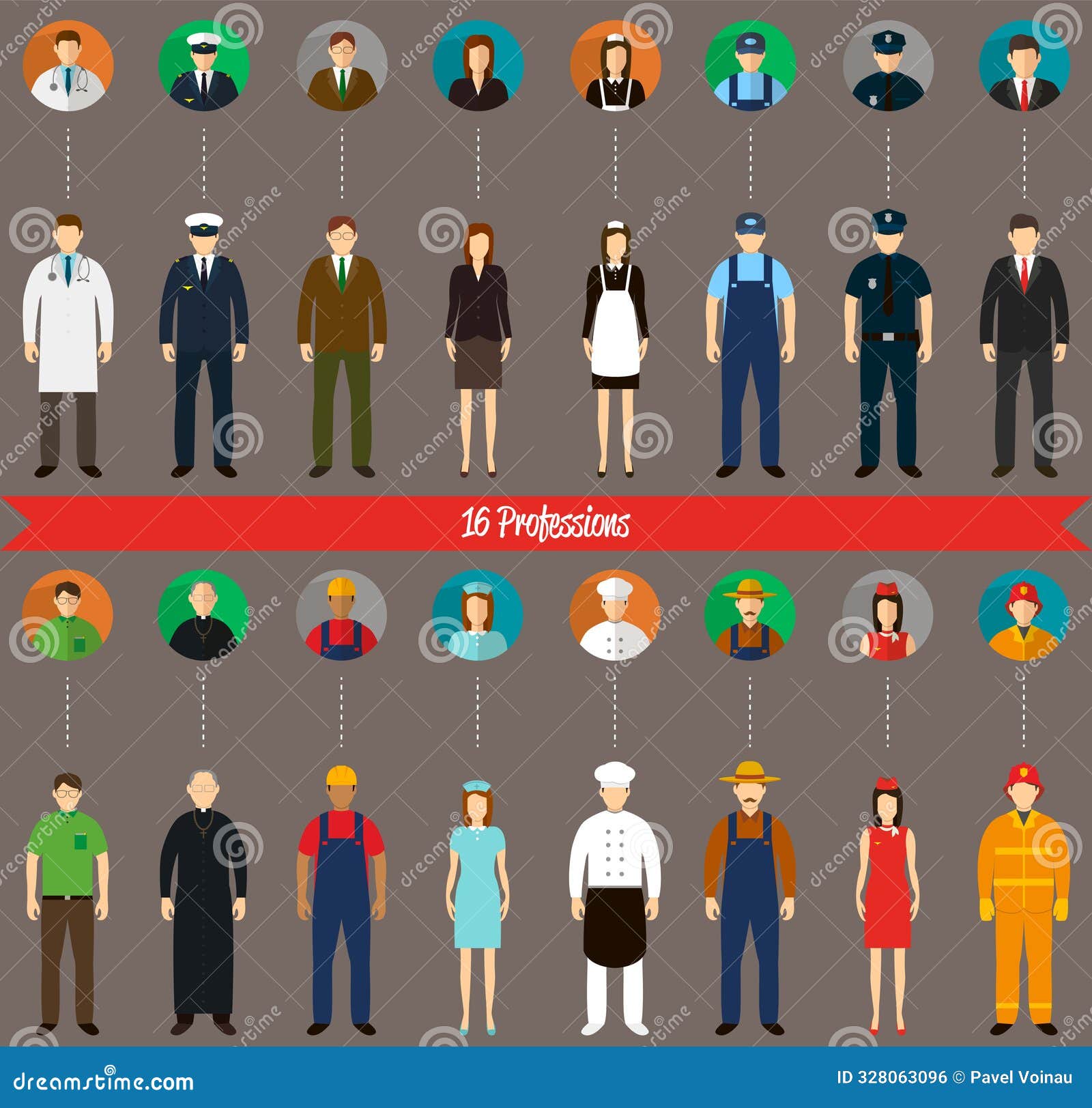 Occupation Icon Set. People of Different Occupations. Professions Set ...