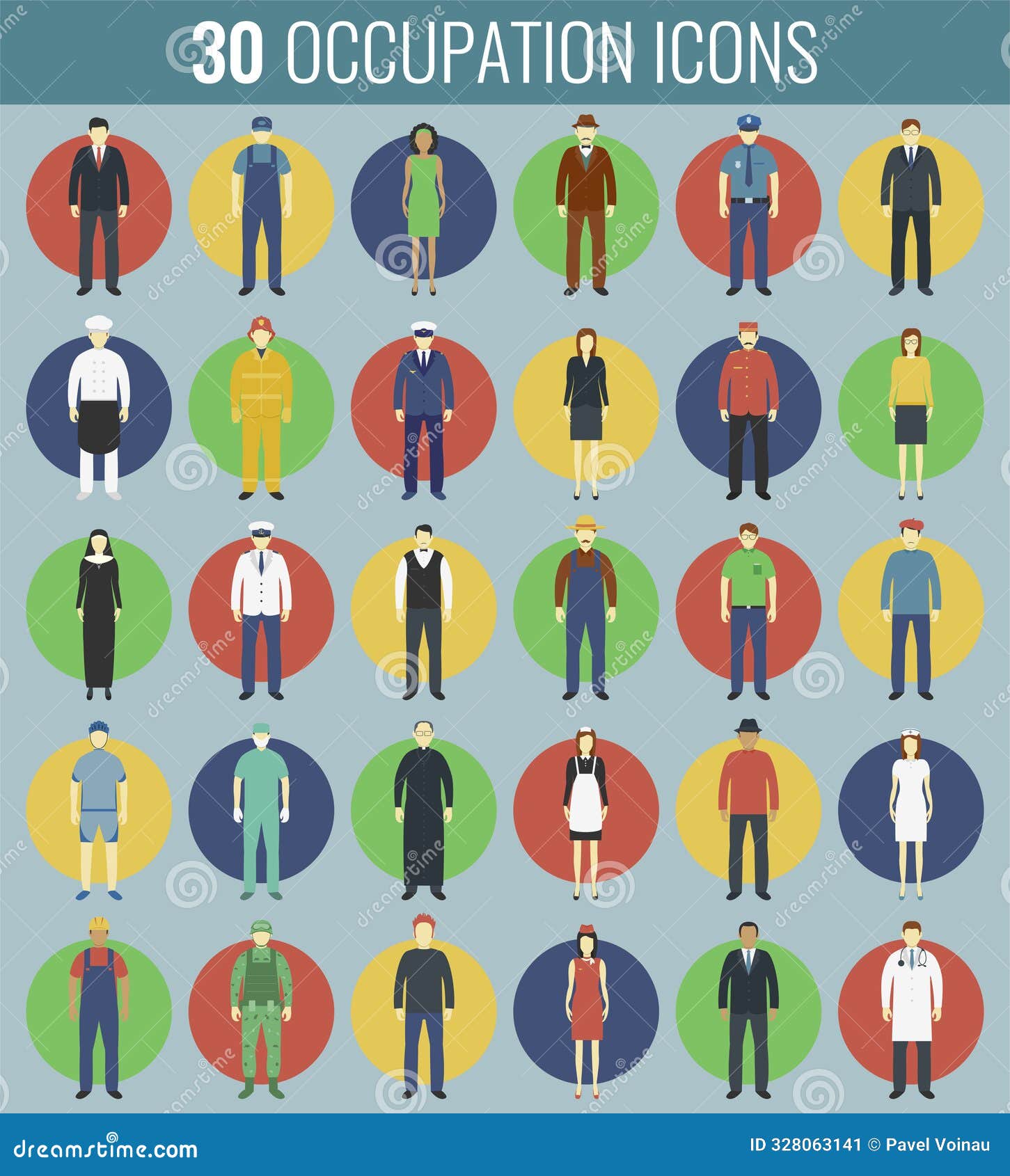 Occupation Icon Set. People of Different Occupations. Professions Set ...