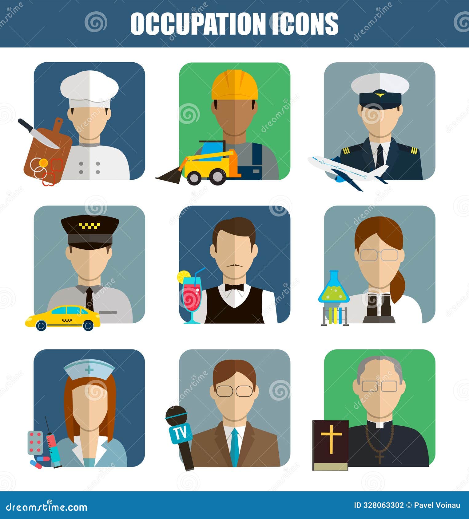 Occupation Icon Set. People of Different Occupations. Professions Set ...