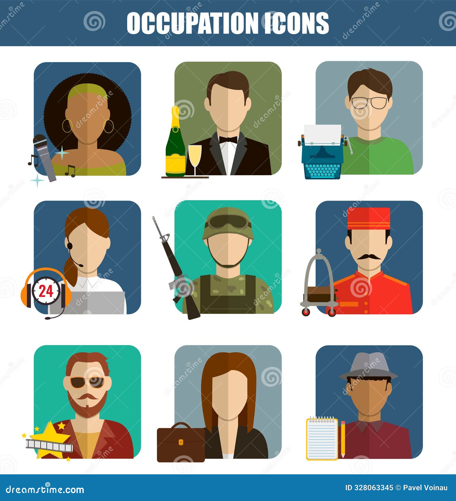 Occupation Icon Set. People of Different Occupations. Professions Set ...