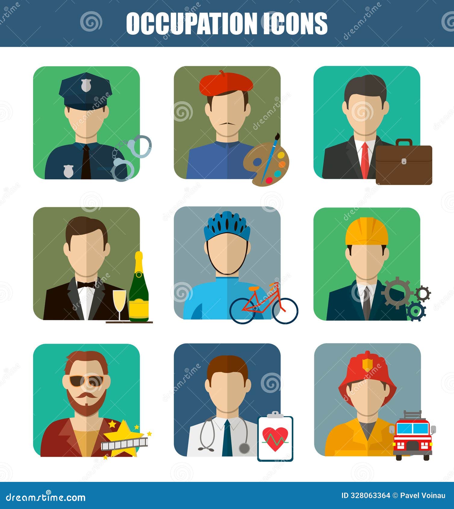 Occupation Icon Set. People of Different Occupations. Professions Set ...