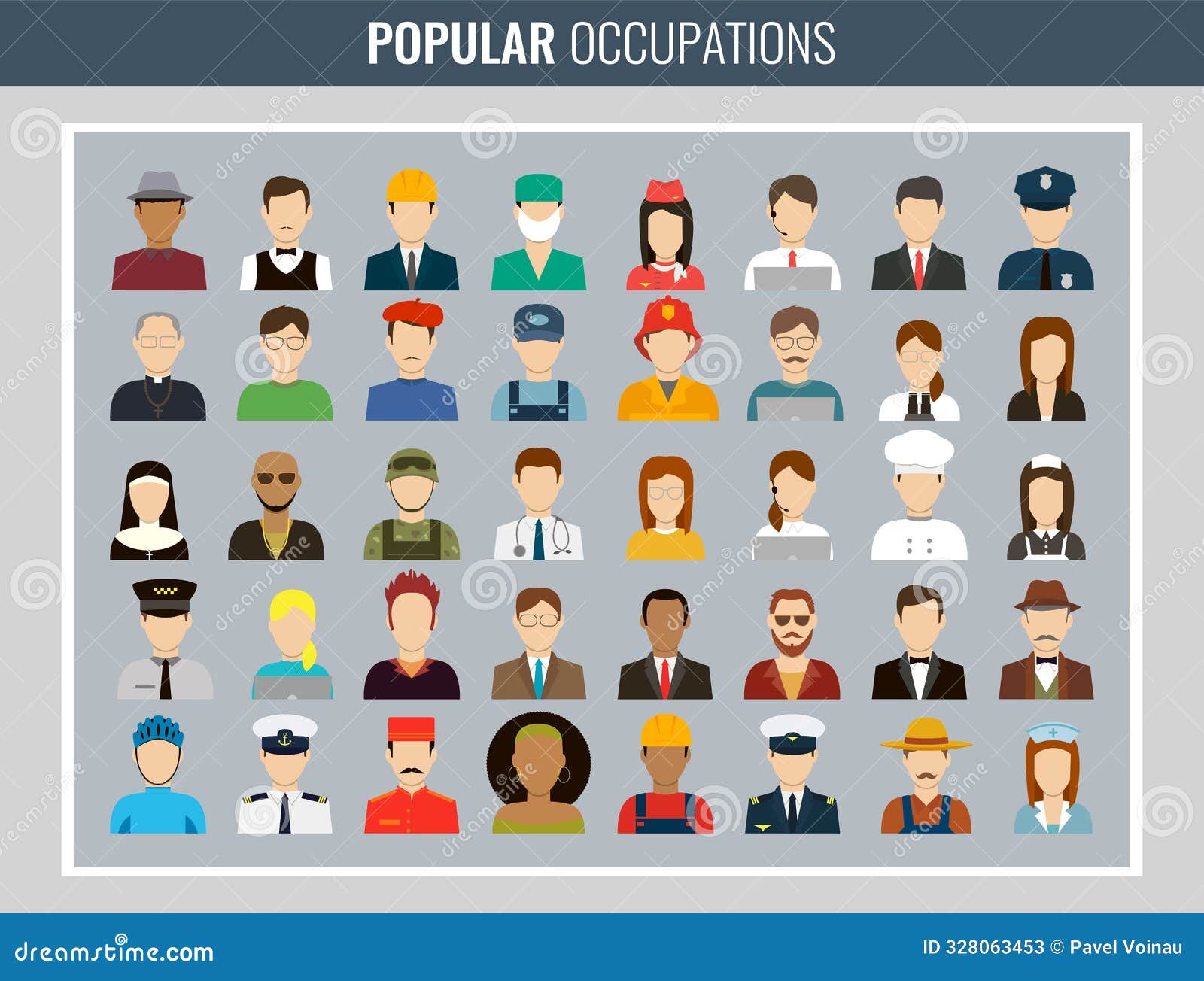 Occupation Icon Set. People of Different Occupations. Professions Set ...