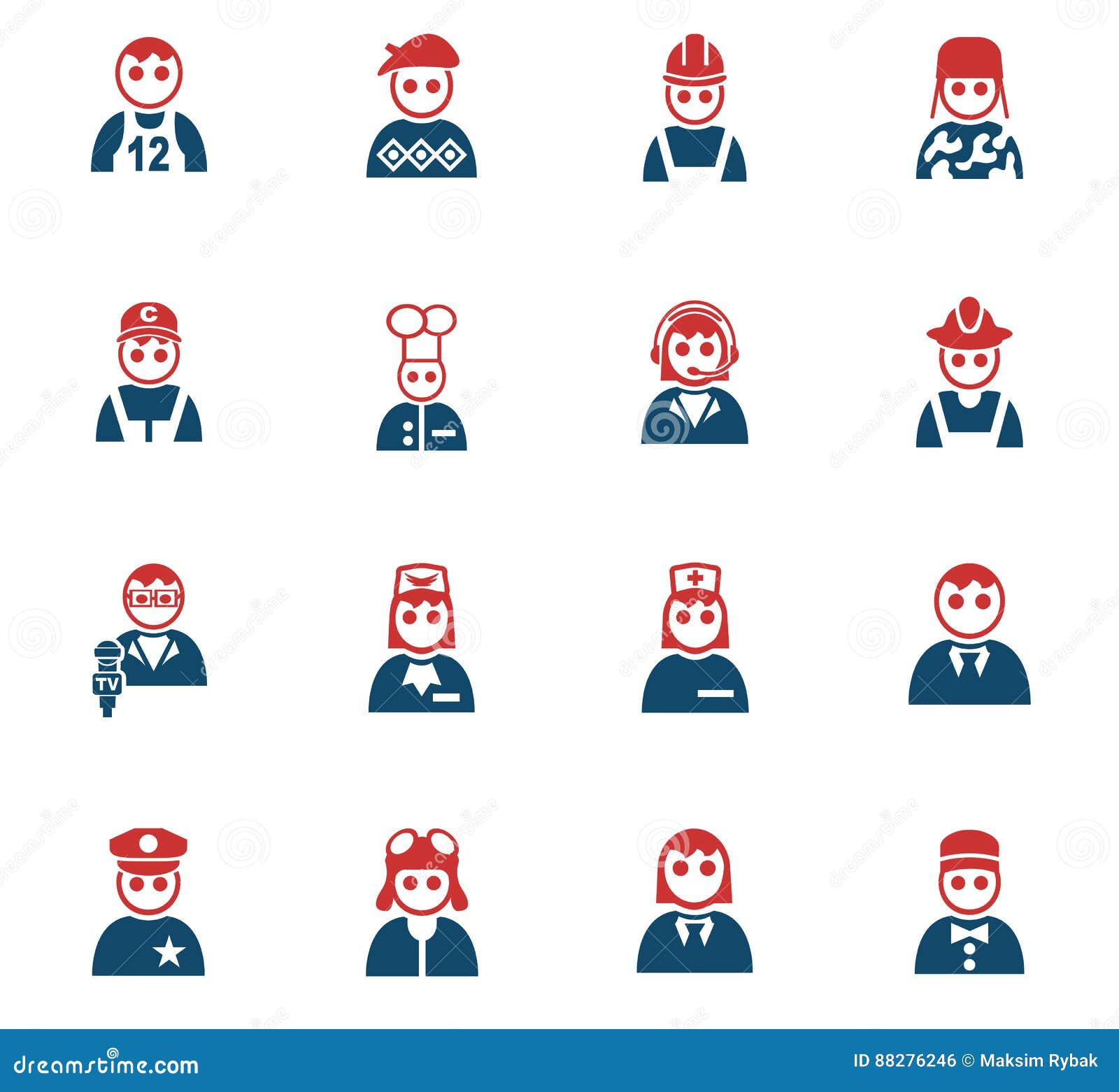 Occupation icon set stock illustration. Illustration of icons - 88276246