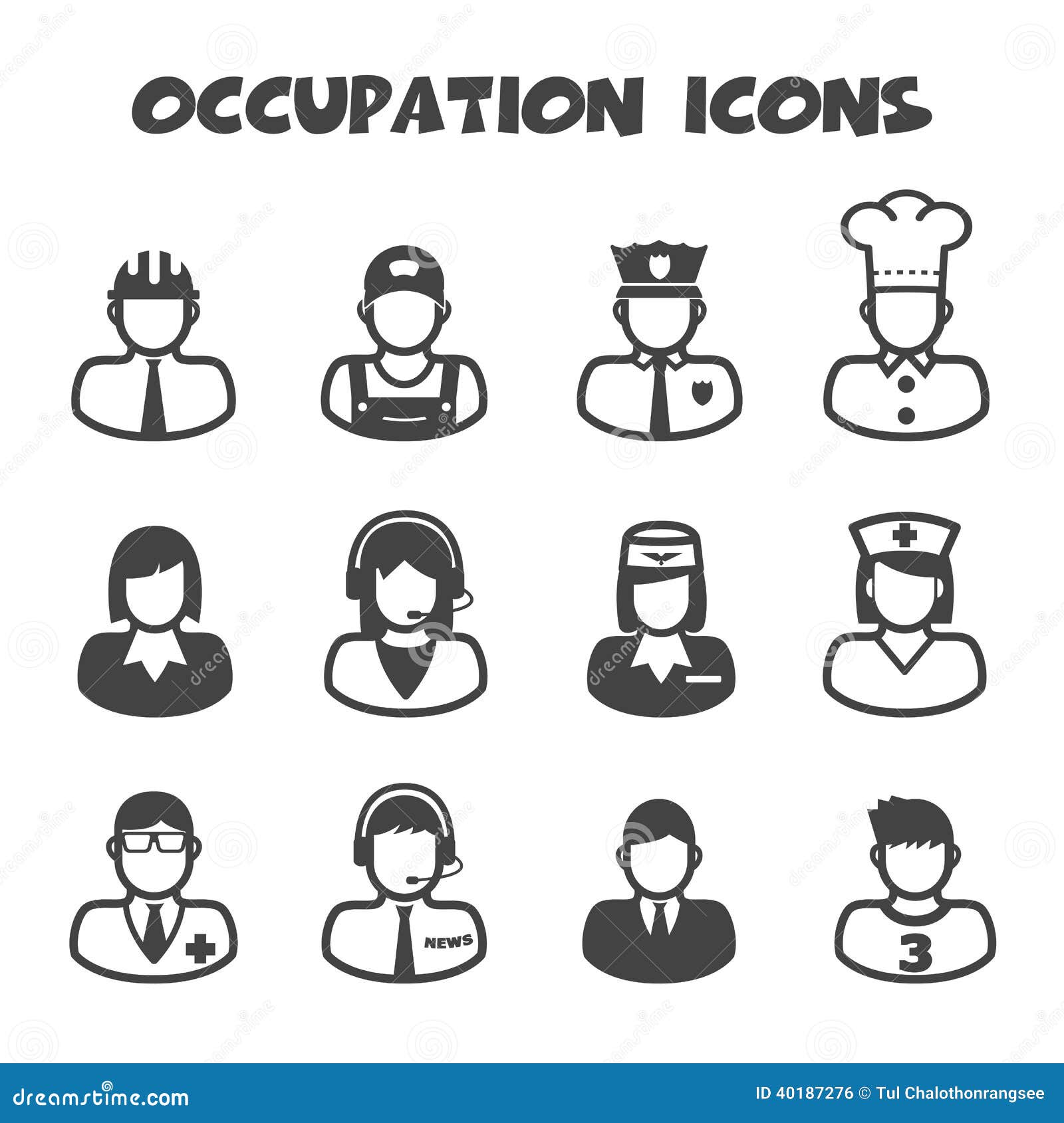 Occupation icons stock vector. Illustration of male, professor - 40187276