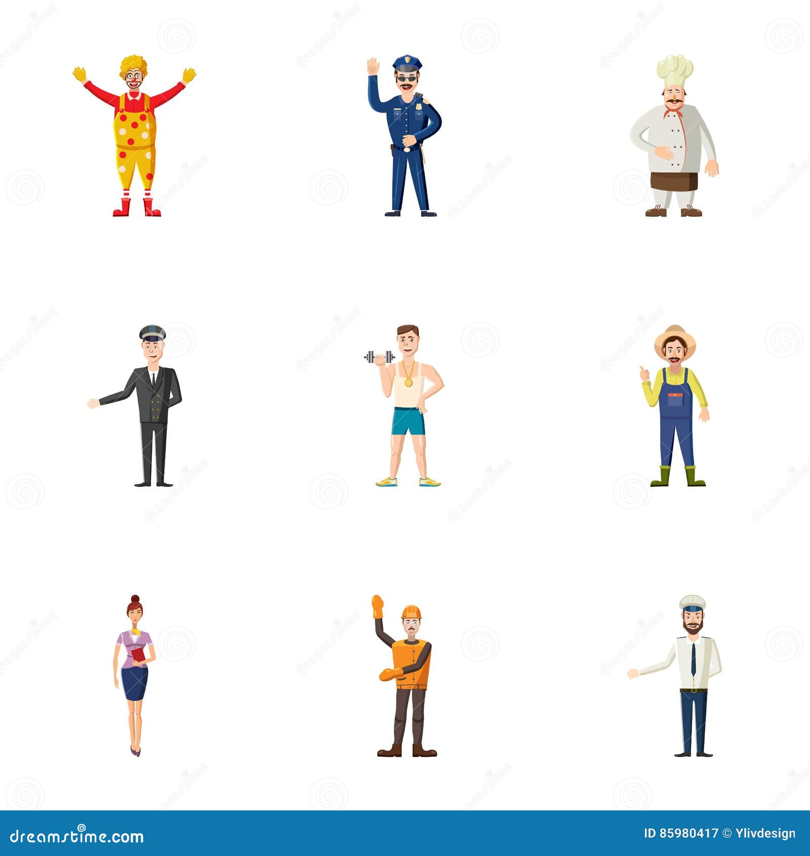 Occupation Icons Set, Cartoon Style Stock Vector - Illustration of ...