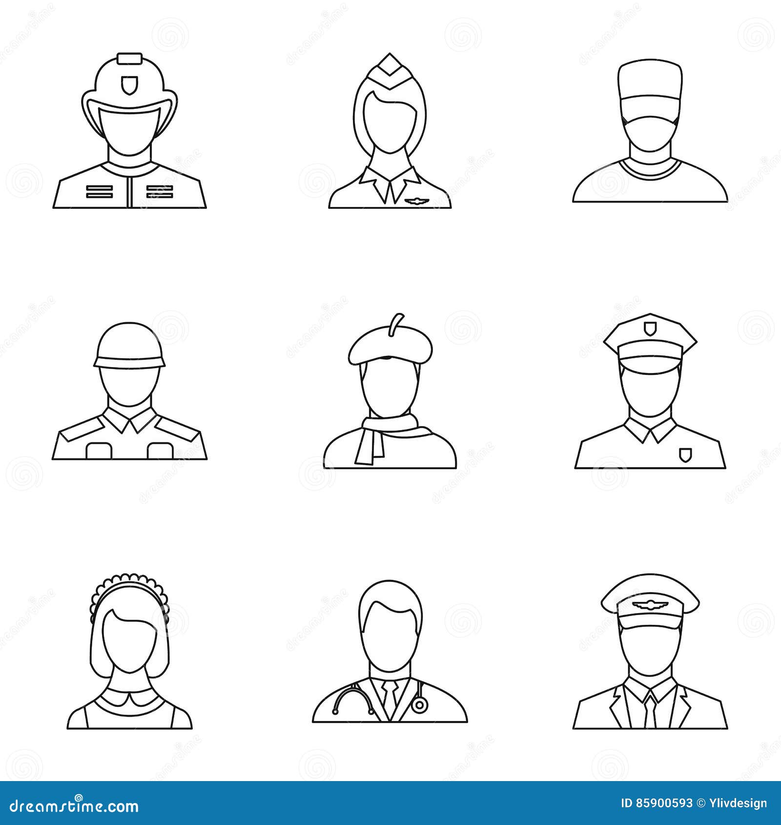 Occupation Icons Set, Outline Style Stock Vector - Illustration of idea ...