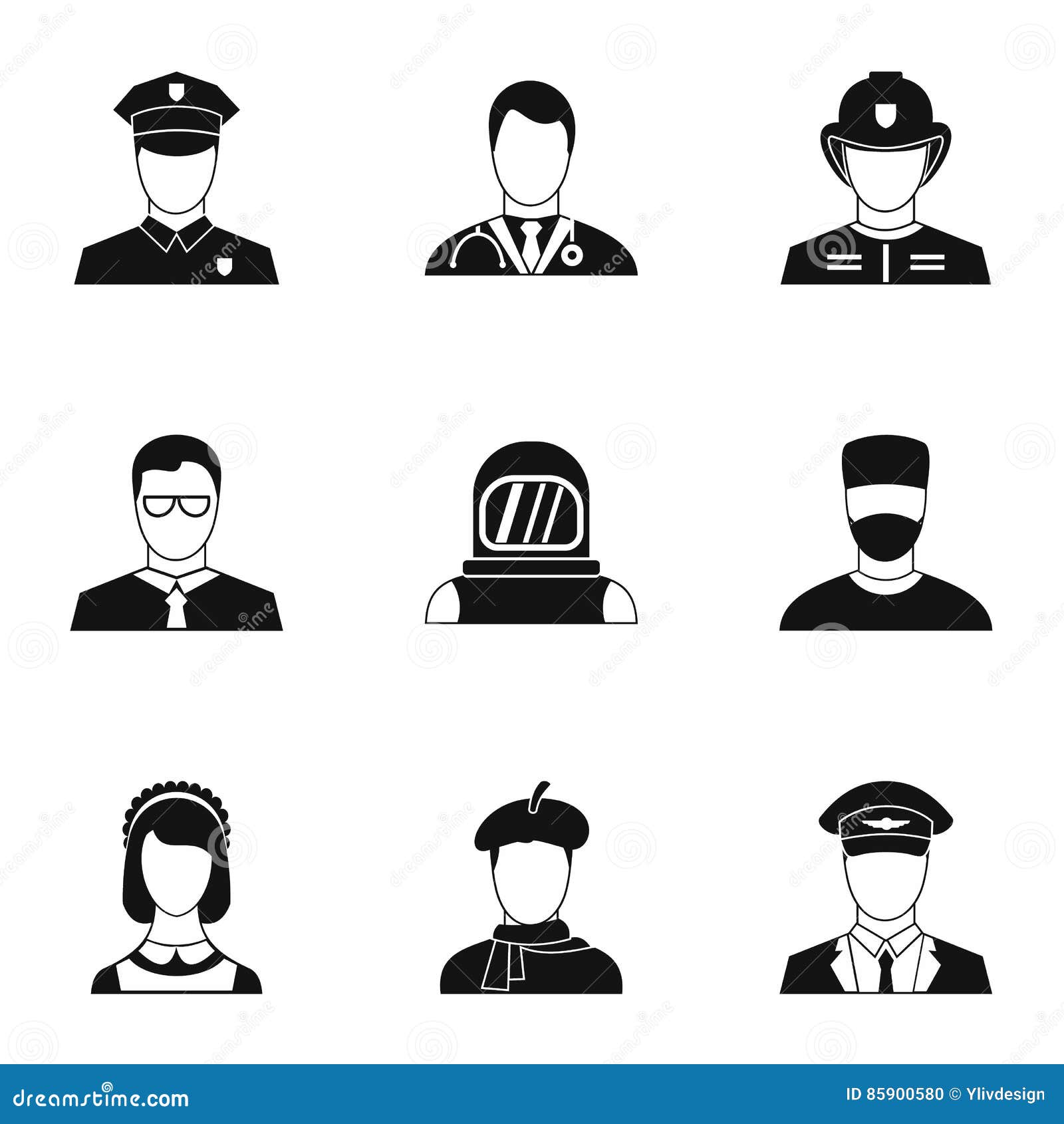 Occupation Icons Set, Simple Style Stock Vector - Illustration of idea ...