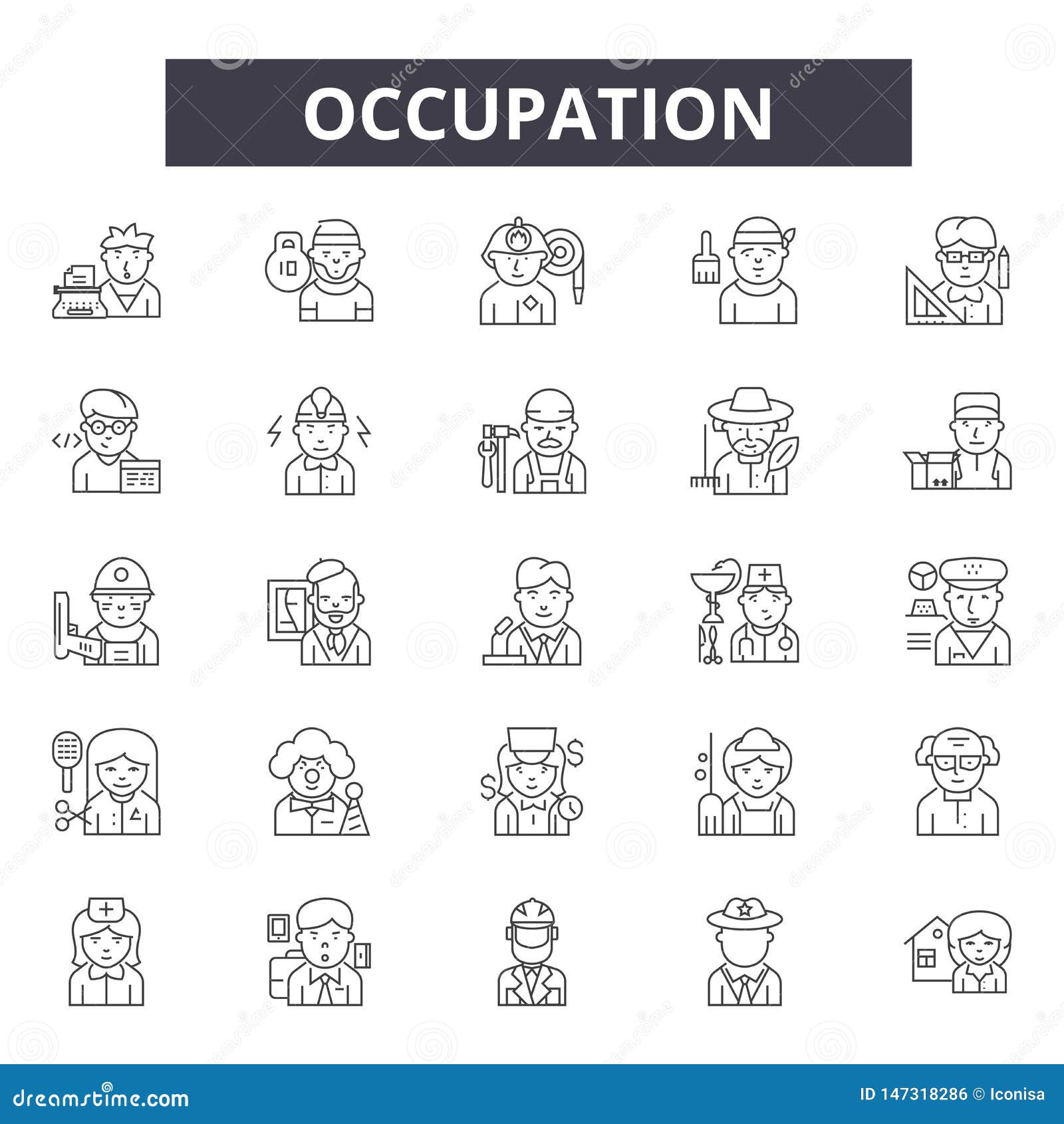 Occupation Line Icons, Signs, Vector Set, Linear Concept, Outline ...