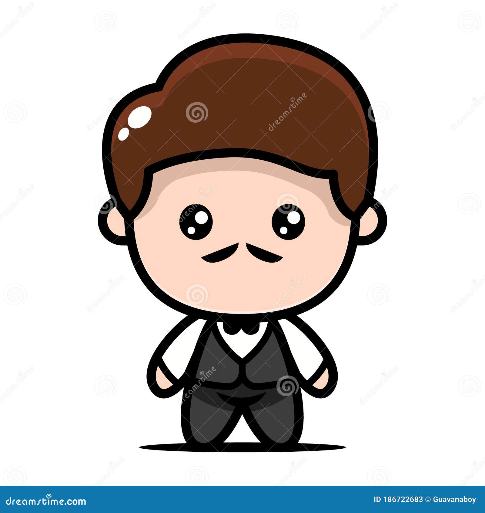 Happy Butler Holding A Platter Vector Character Illustration ...