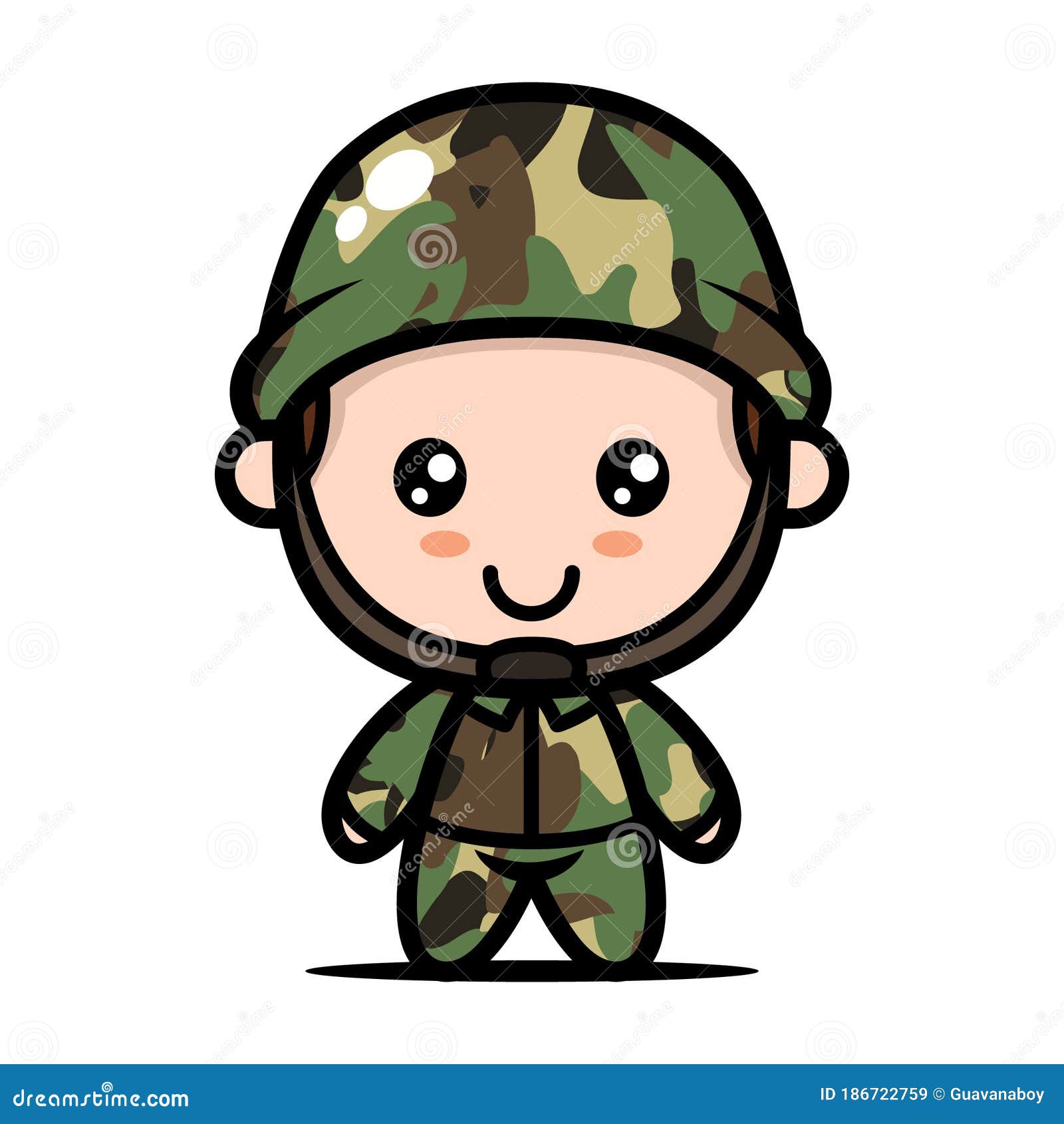Cute Army Soldier Mascot Design Illustration Kawaii Stock Vector ...