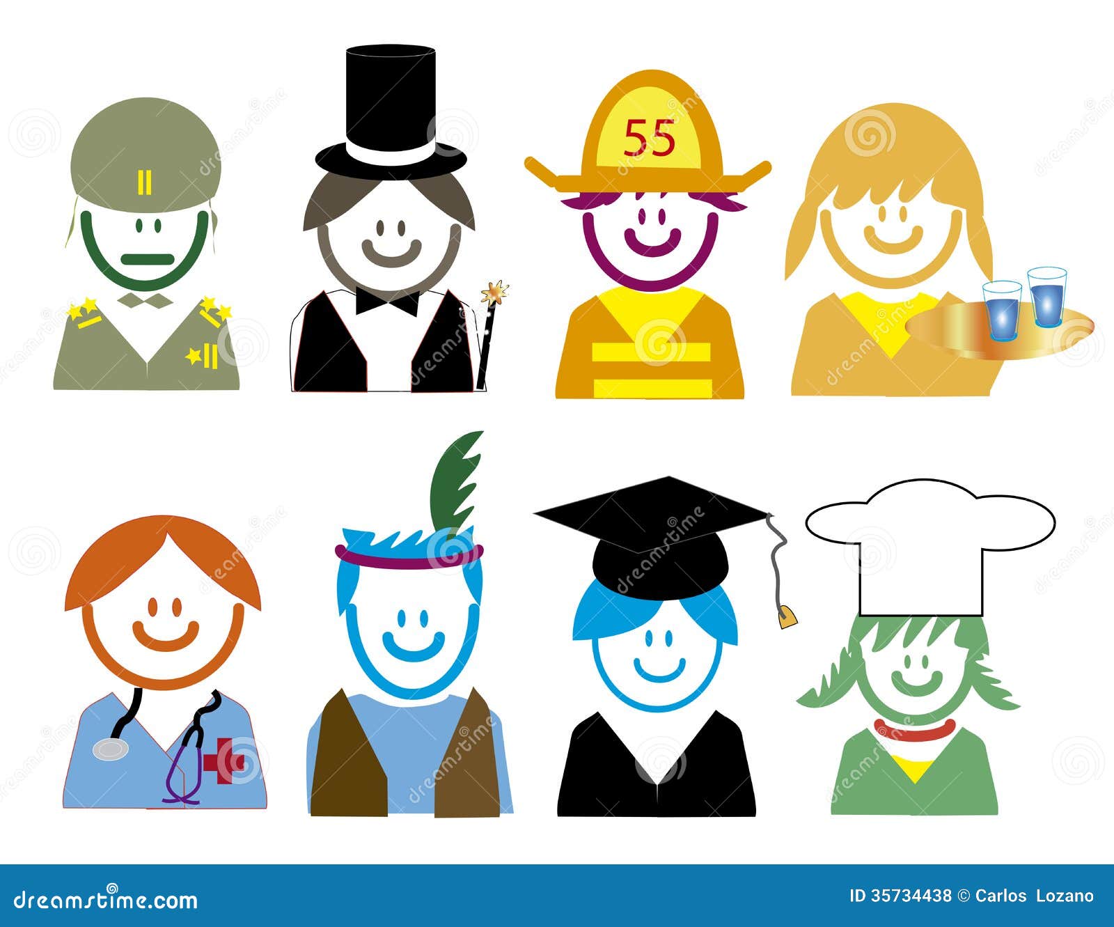 Occupation Related Style Icons Children Stock Vector - Illustration of ...