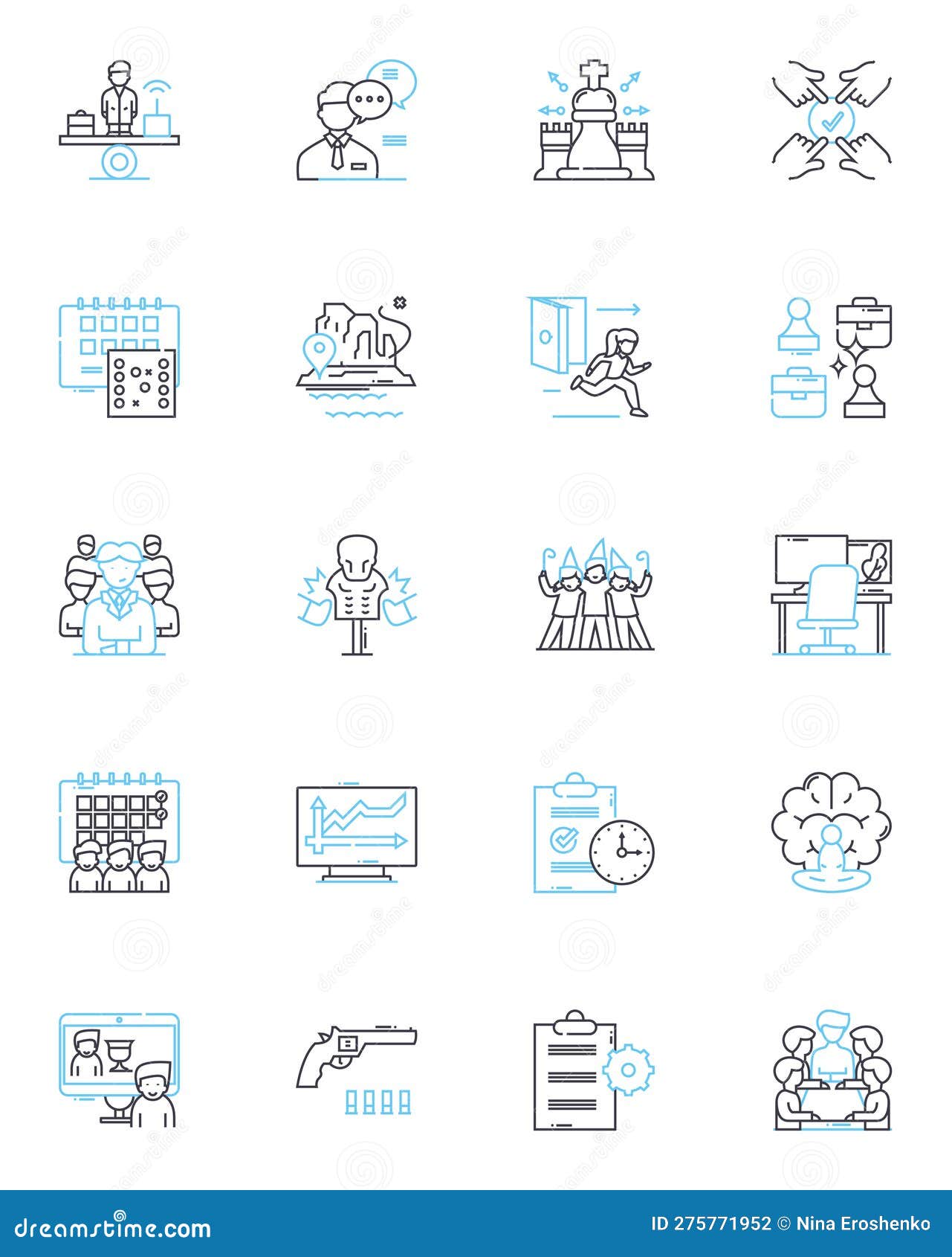 Occupational Proficiency Linear Icons Set. Skills, Competency ...