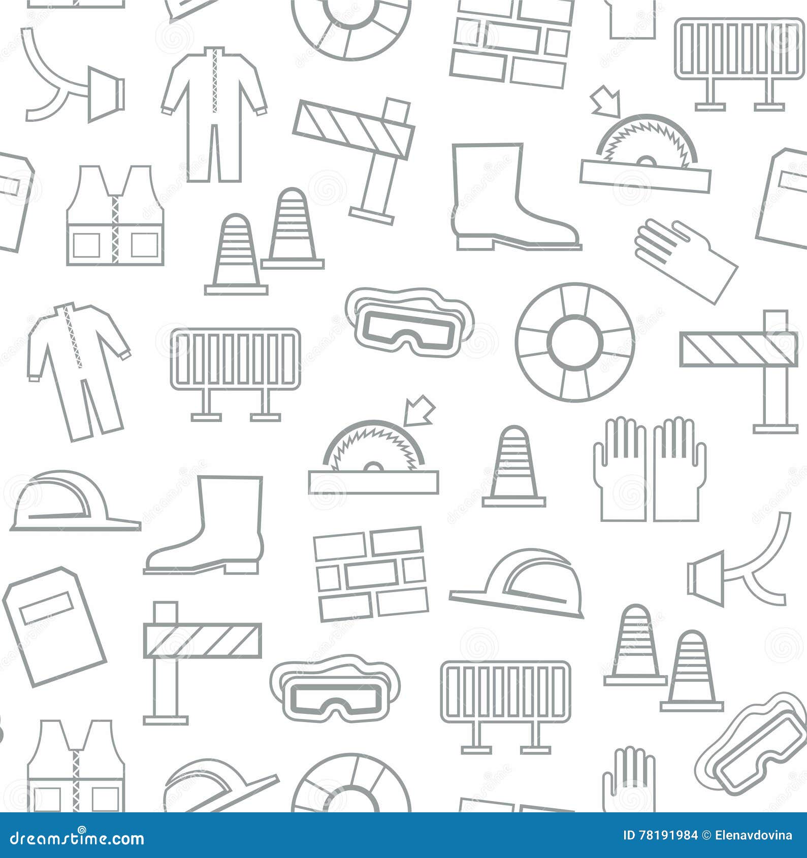 Occupational Safety, Seamless Pattern, Grey Pattern, White Background ... Occupational Safety, Seamless Pattern, Grey Pattern, White Background ...