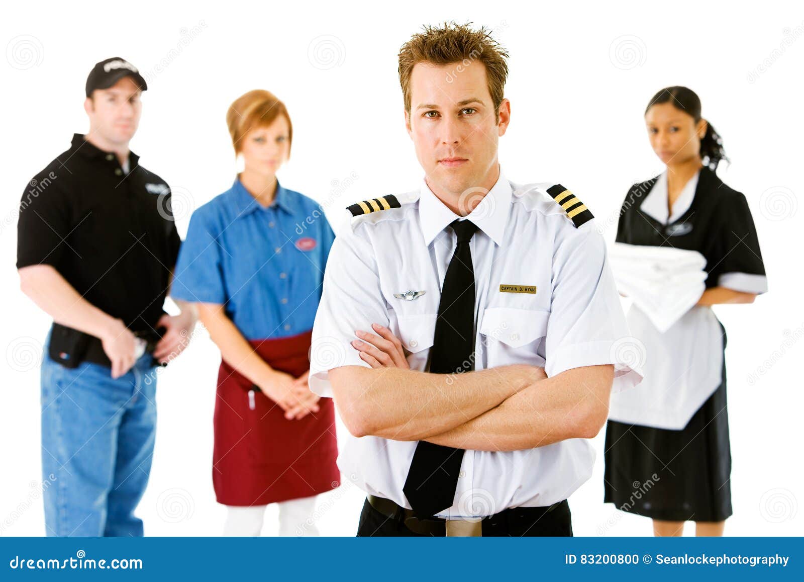 Occupations: Airline Pilot Leads Serious Group Stock Photo - Image of ...