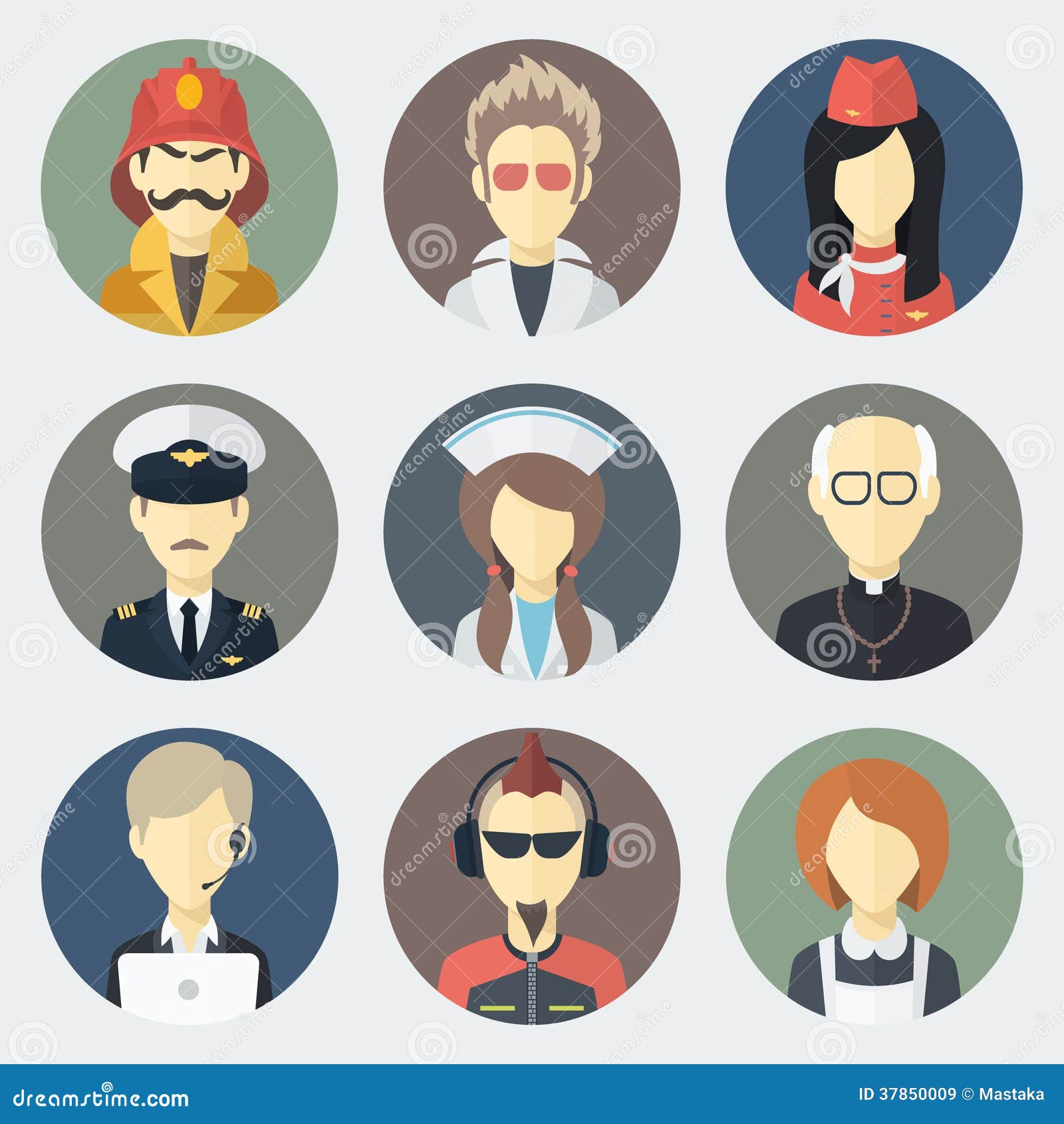 Occupations Icons Set stock vector. Illustration of housemaid - 37850009