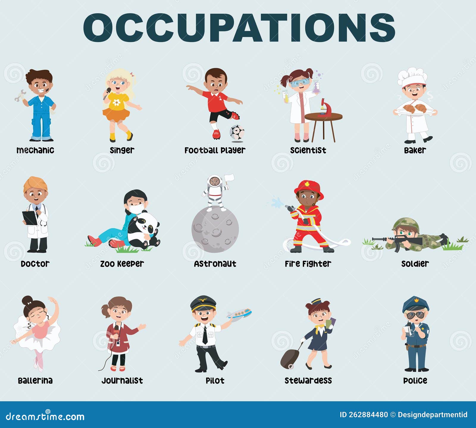 Occupations Poster for Children. Preschool Activity Sheet. Vector File ...