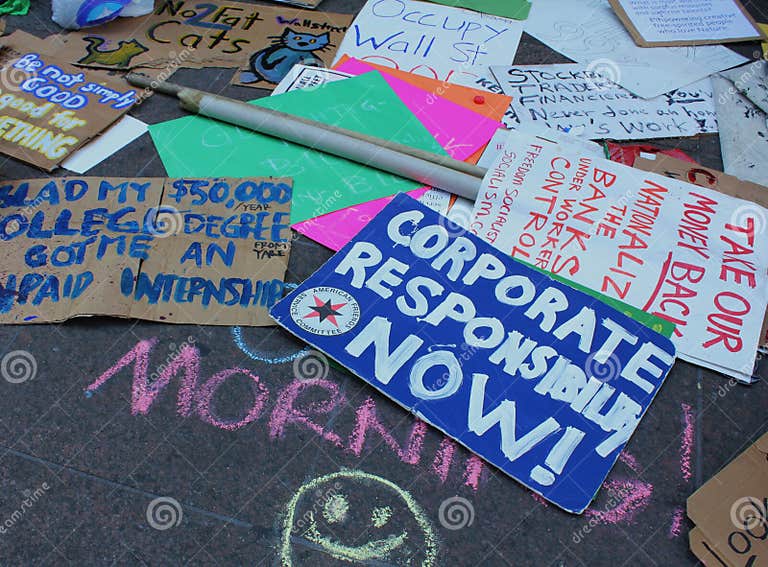 Occupy Wall Street editorial image. Image of message - 21513880