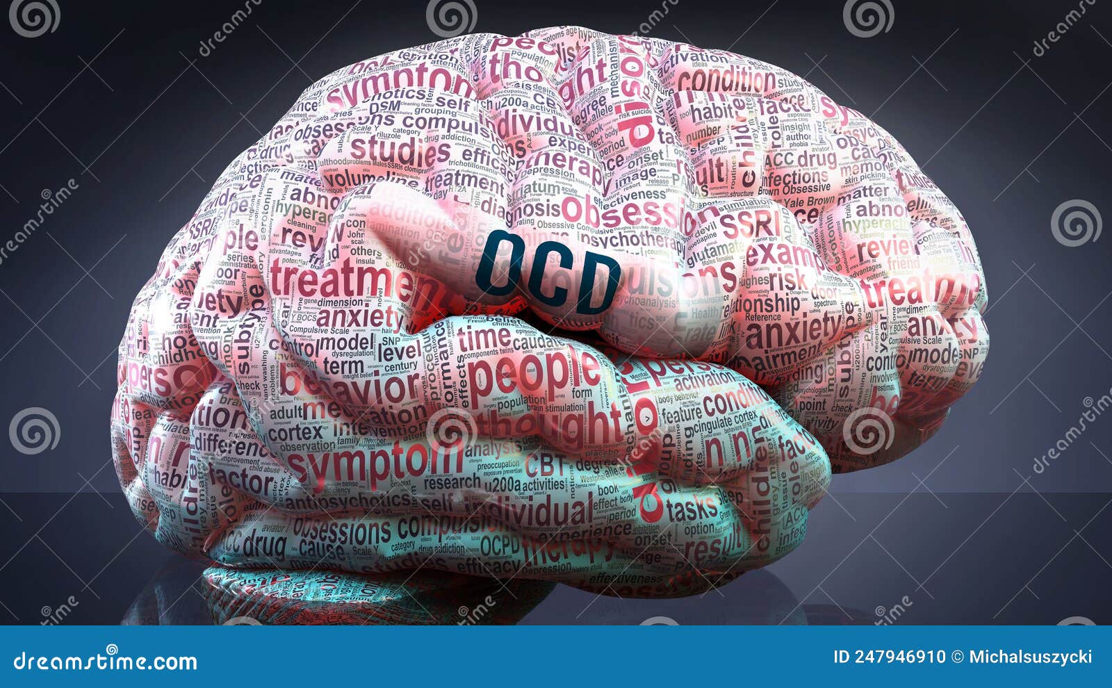 Ocd and a human brain stock illustration. Illustration of concepts ...