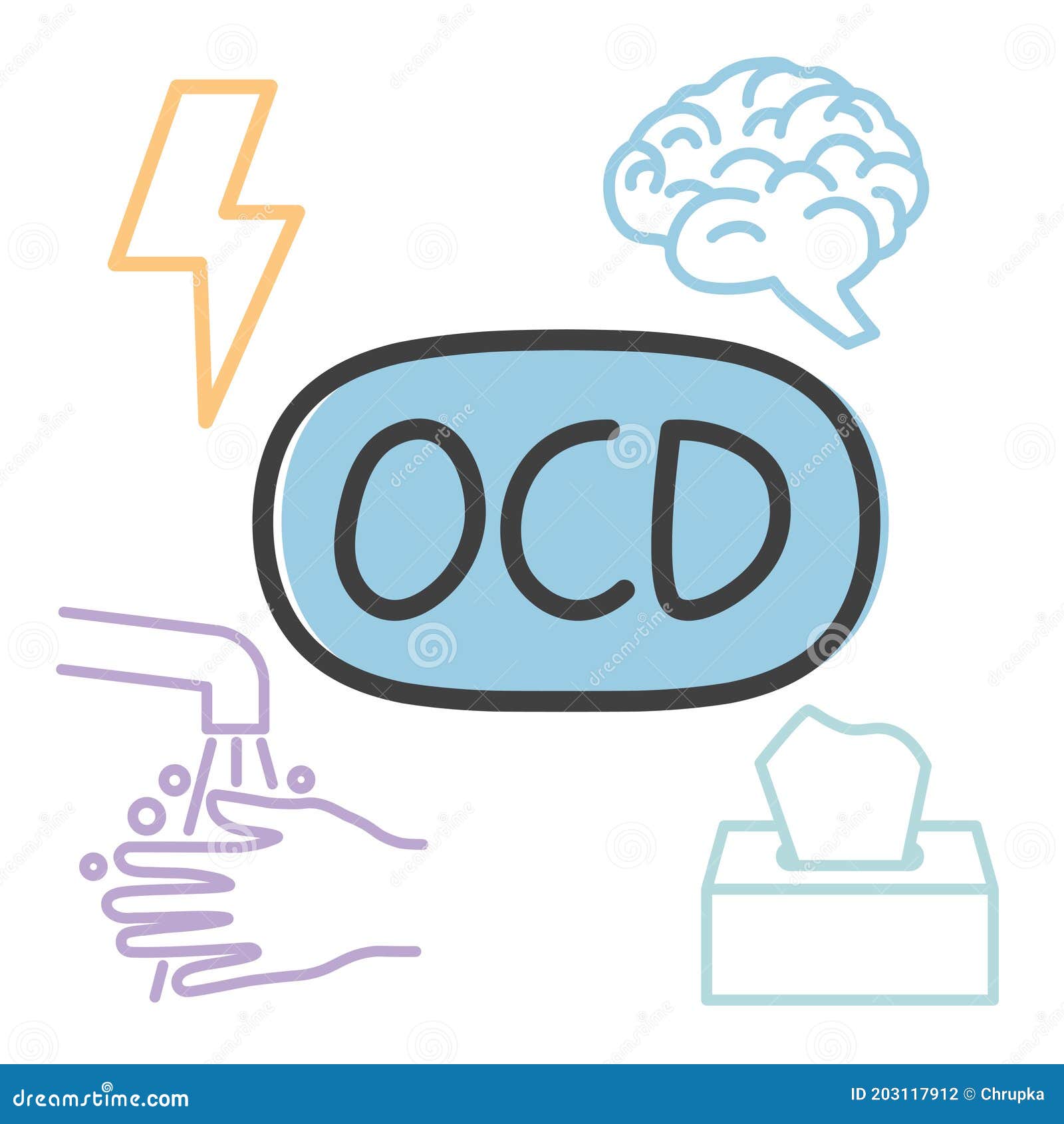 OCD Obsessive Compulsive Disorder Medical Concept Stock Vector ...