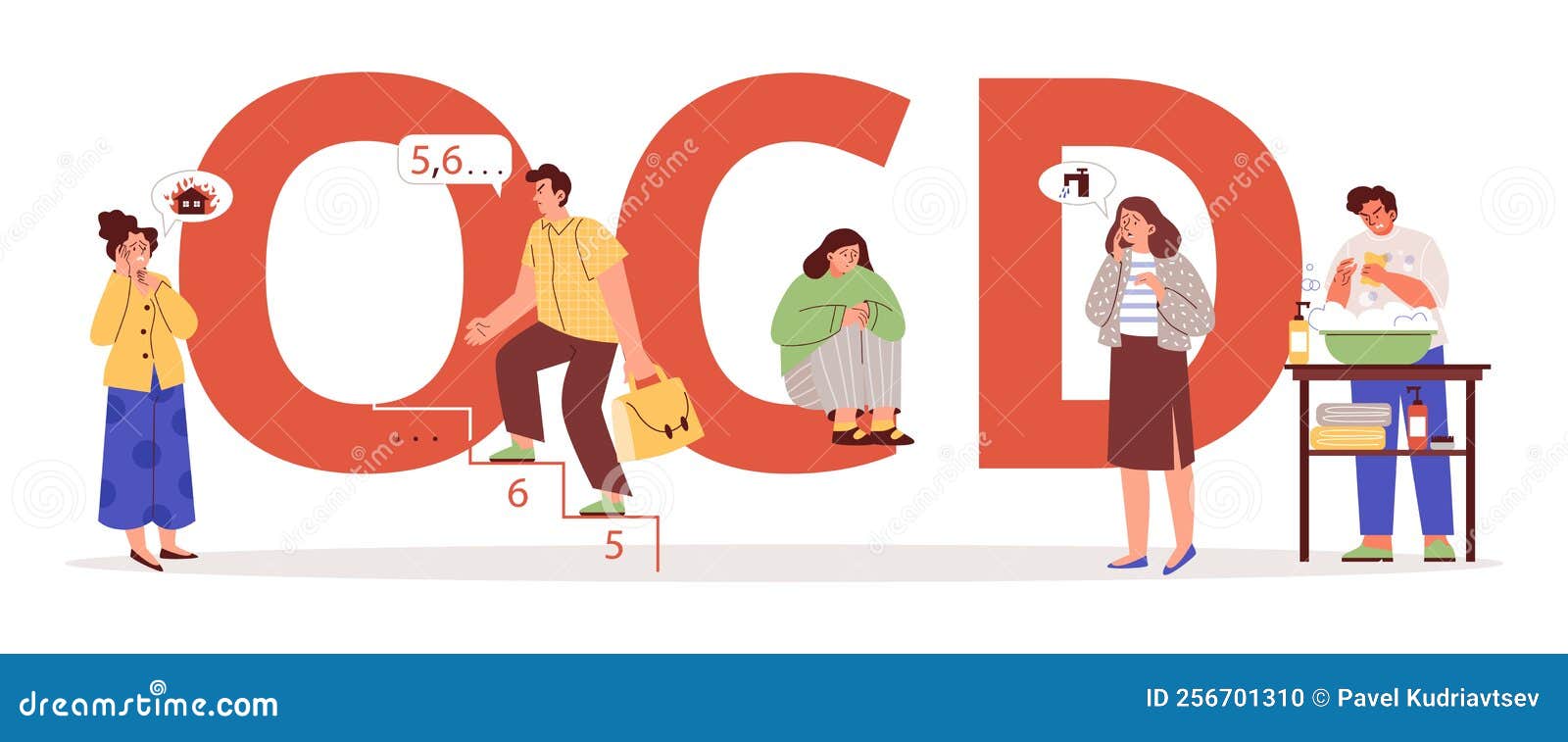 OCD Typographic Header, Flat Vector Illustration. | CartoonDealer.com ...