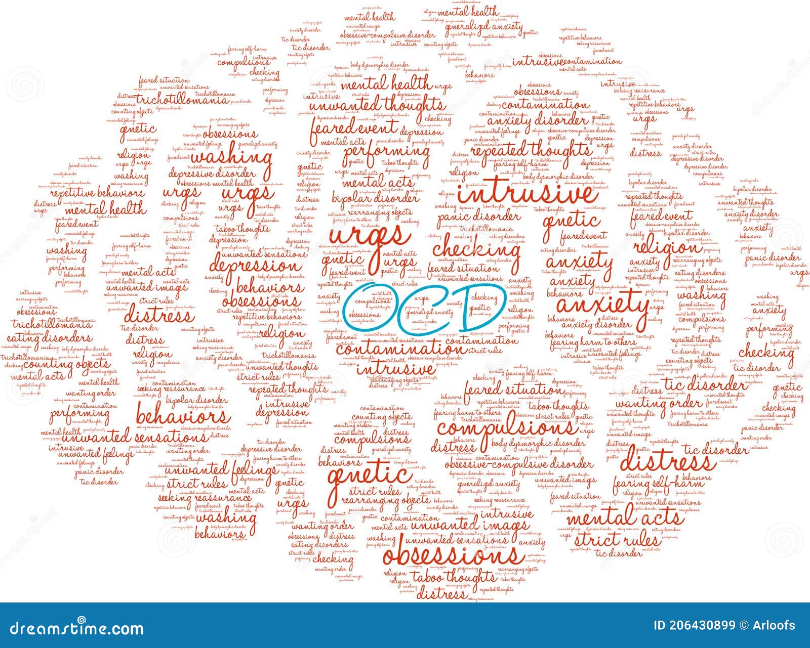 OCD Word Cloud stock vector. Illustration of depression - 206430899