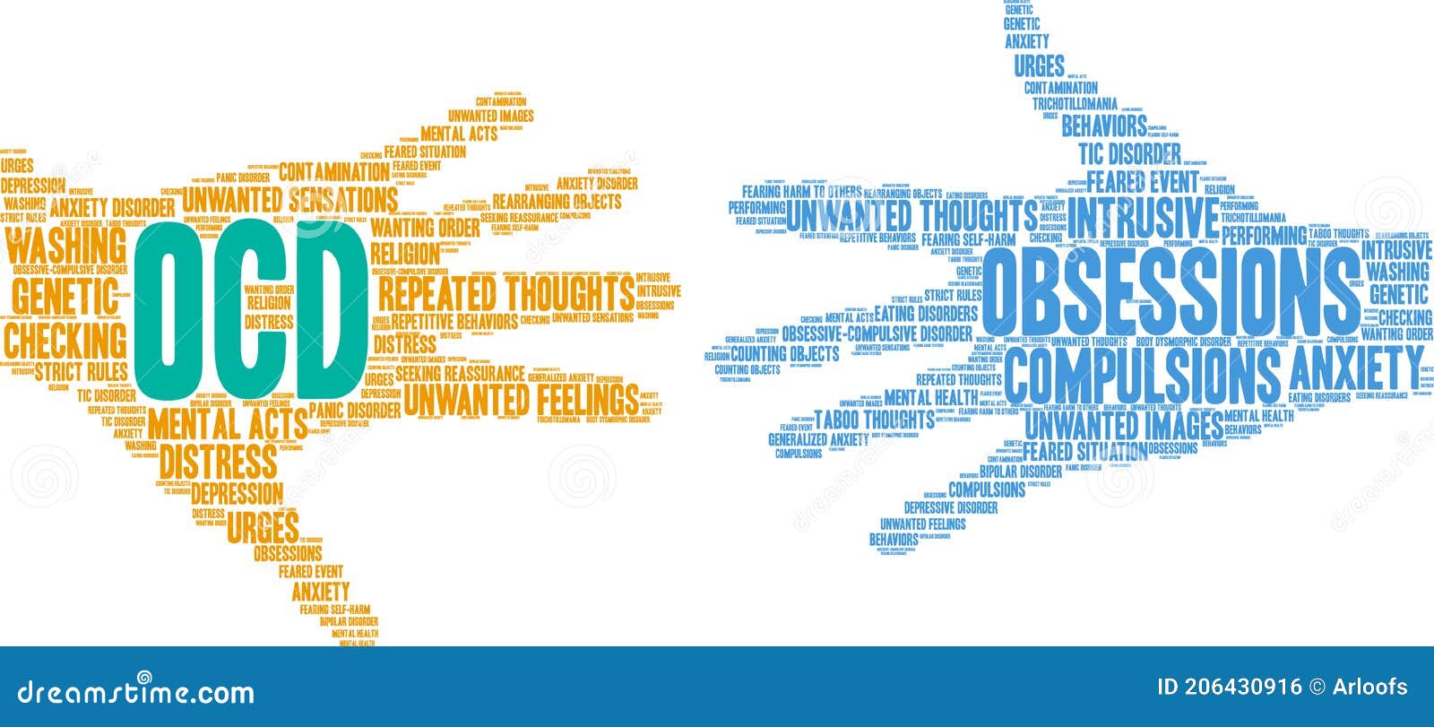 OCD Word Cloud stock vector. Illustration of obsessions - 206430916
