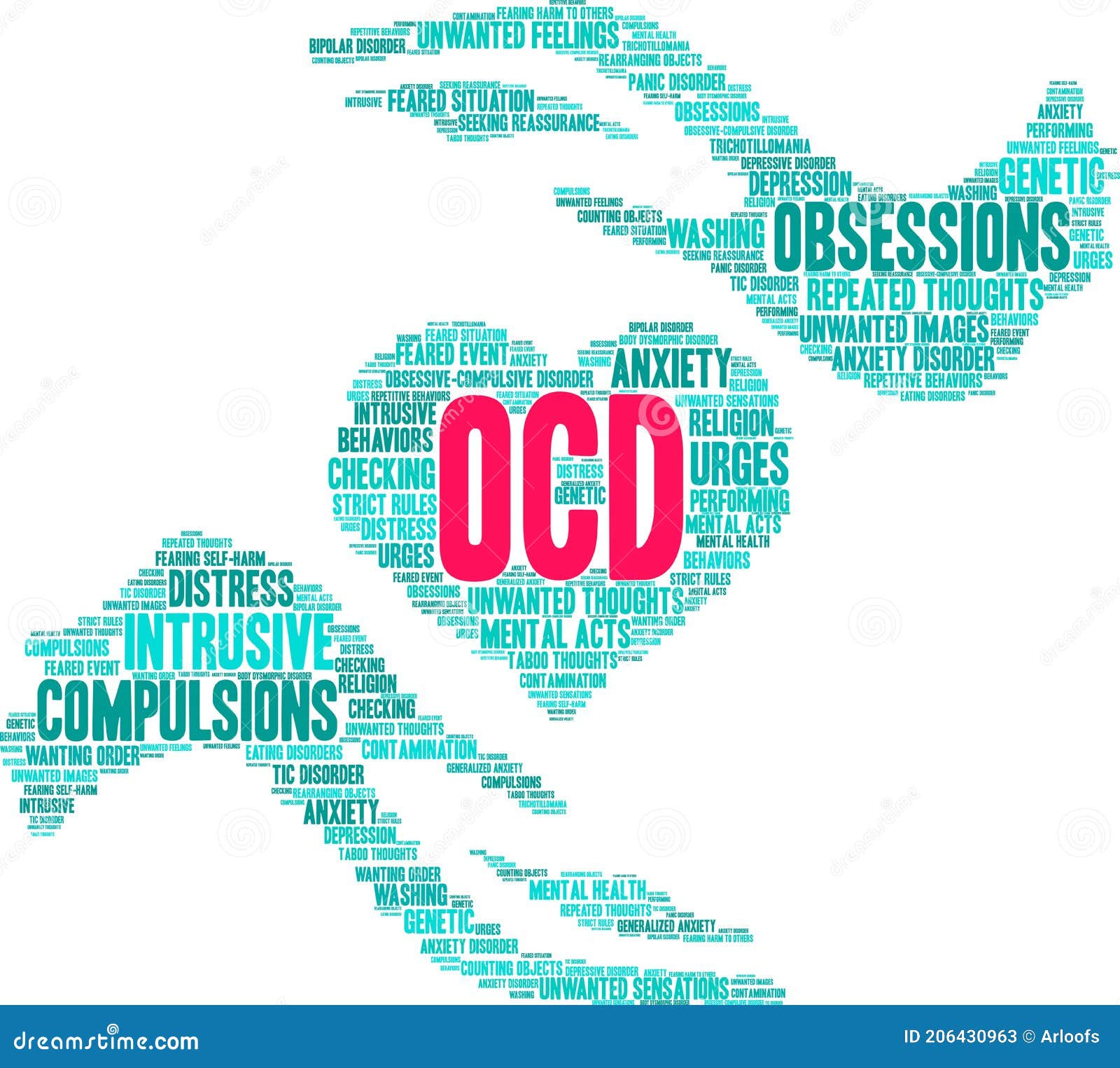 OCD Word Cloud stock vector. Illustration of event, distress - 206430963