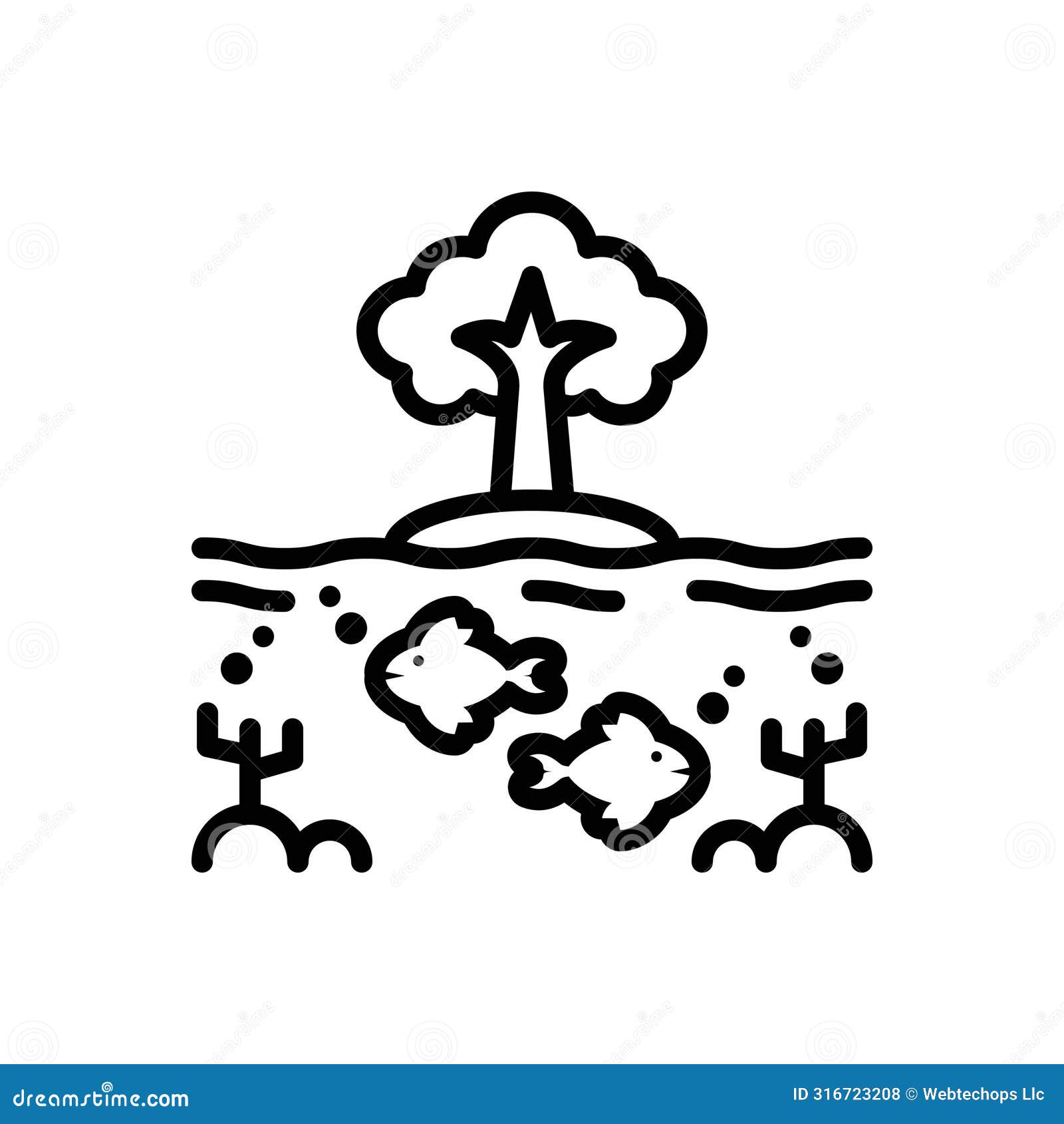 Black Line Icon for Ocean Acidification, Ocean and Eenvirenment Stock ...