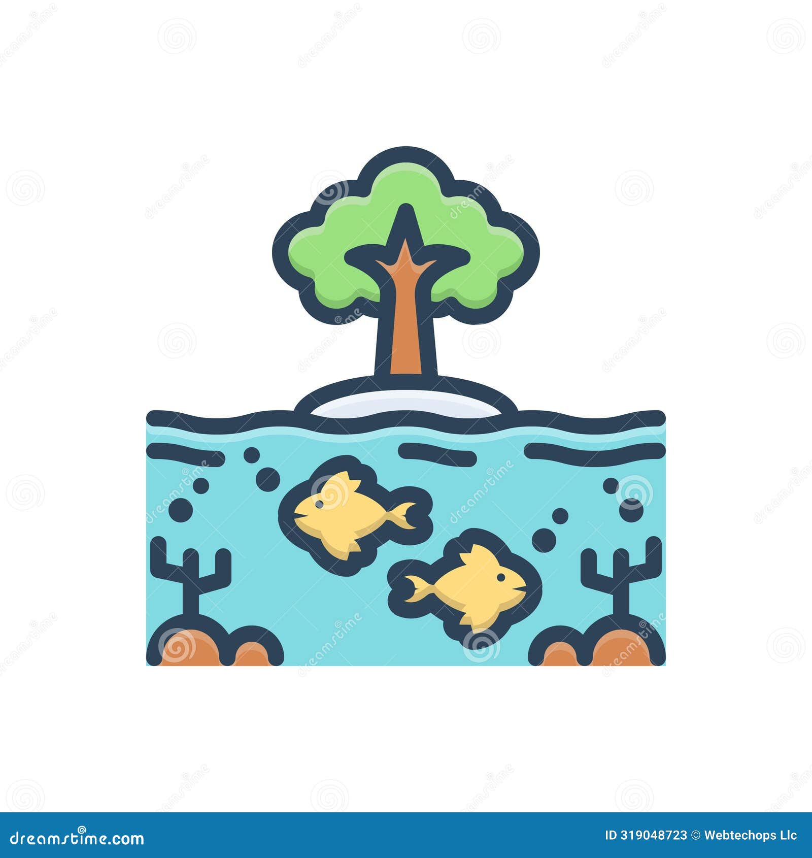 Color Illustration Icon for Ocean Acidification, Ocean and Plant Stock ... Color Illustration Icon for Ocean Acidification, Ocean and Plant Stock ...