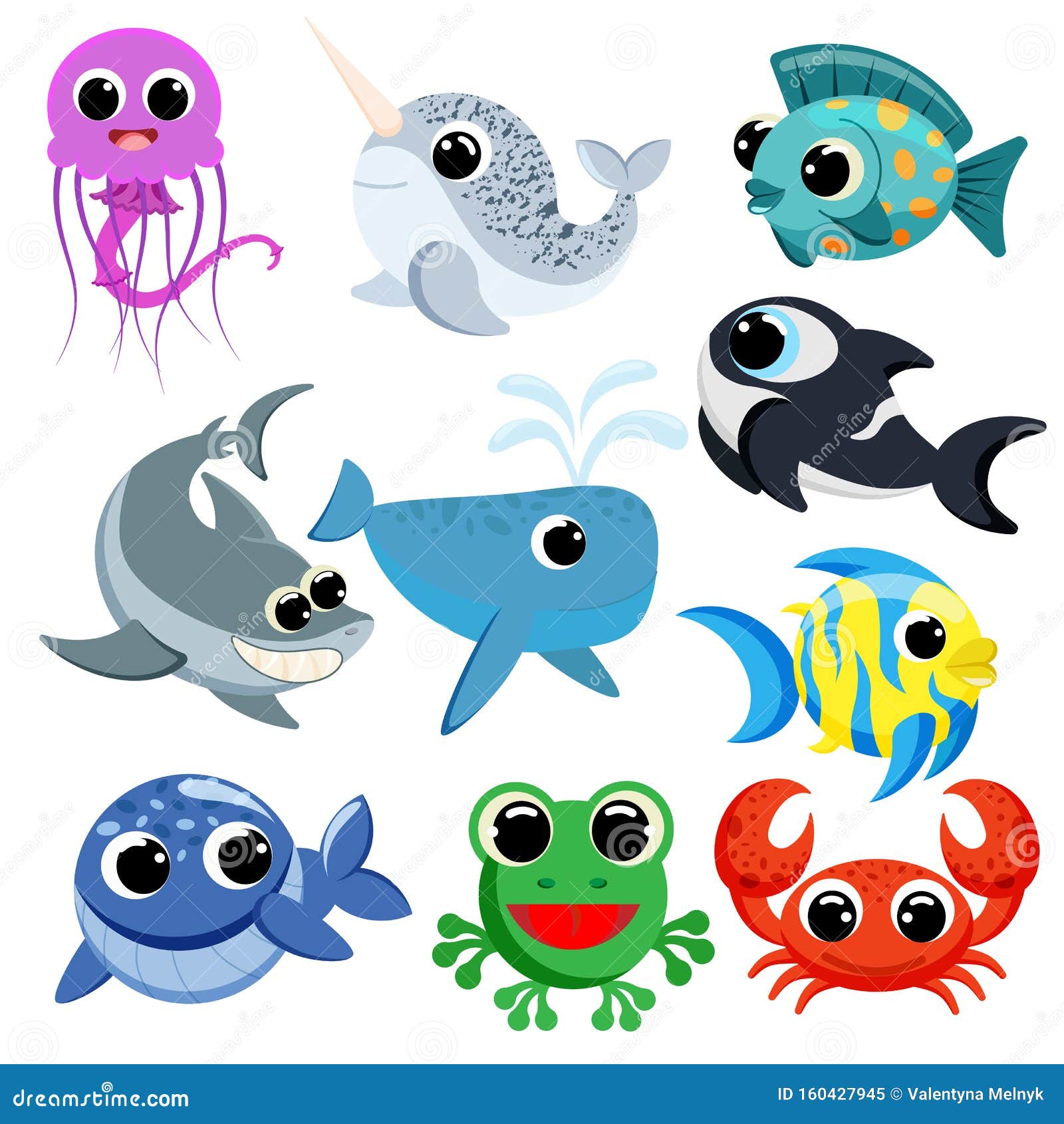 Ocean animal set vector stock illustration. Illustration of eyeball ...