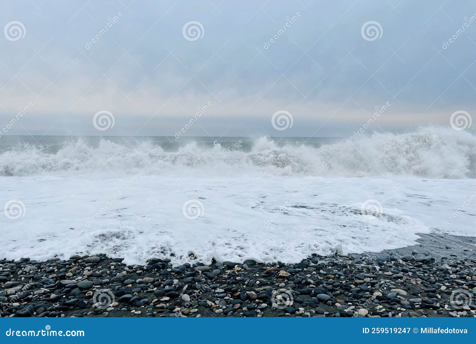 Ocean Background. Coast, Dramatic Waves and Cloudy Sky Stock Image ...