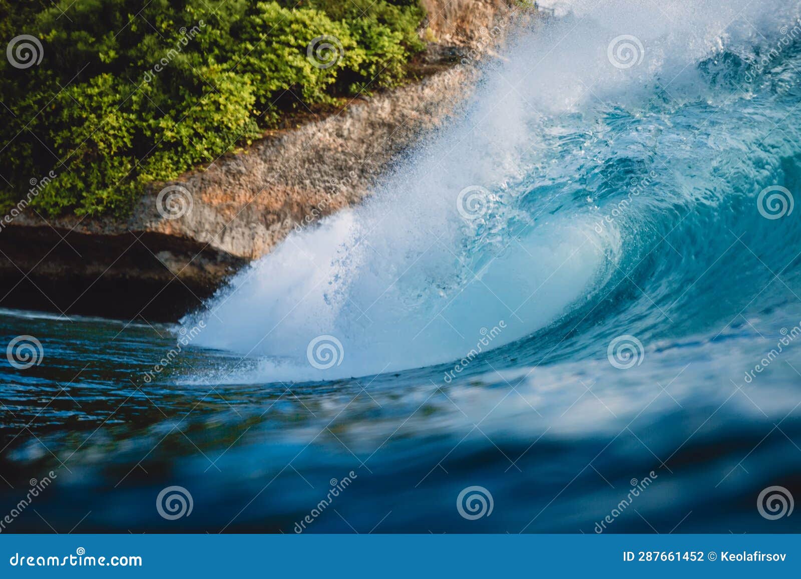 Ocean Barrel Waves in Ocean. Blue Wave Perfect for Surfing Stock Photo ...