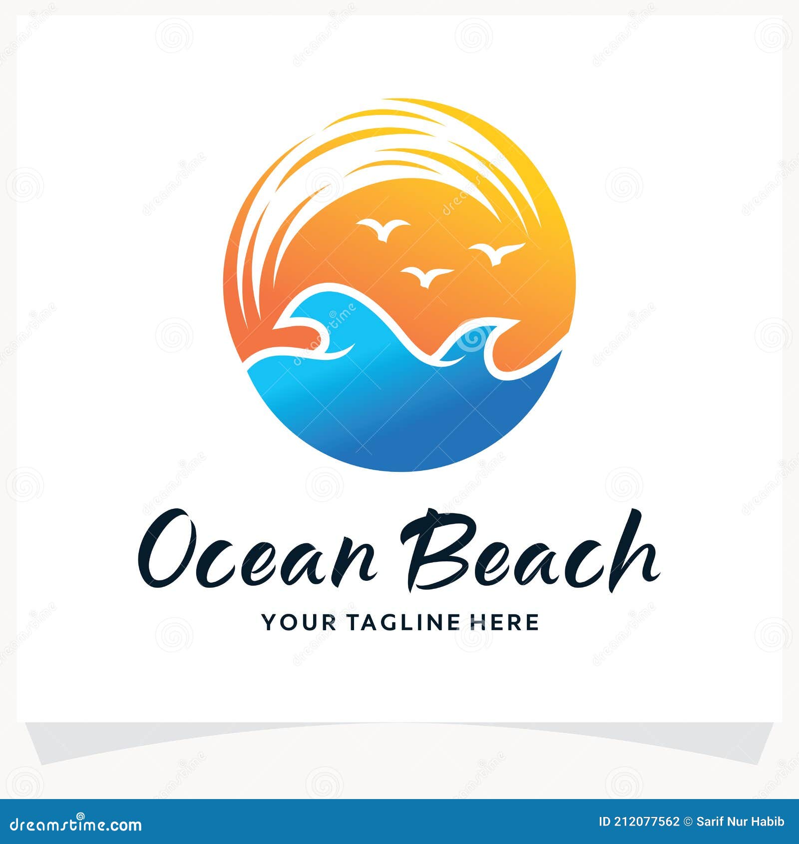 Ocean Beach Logo Design Template Inspiration Stock Vector ...