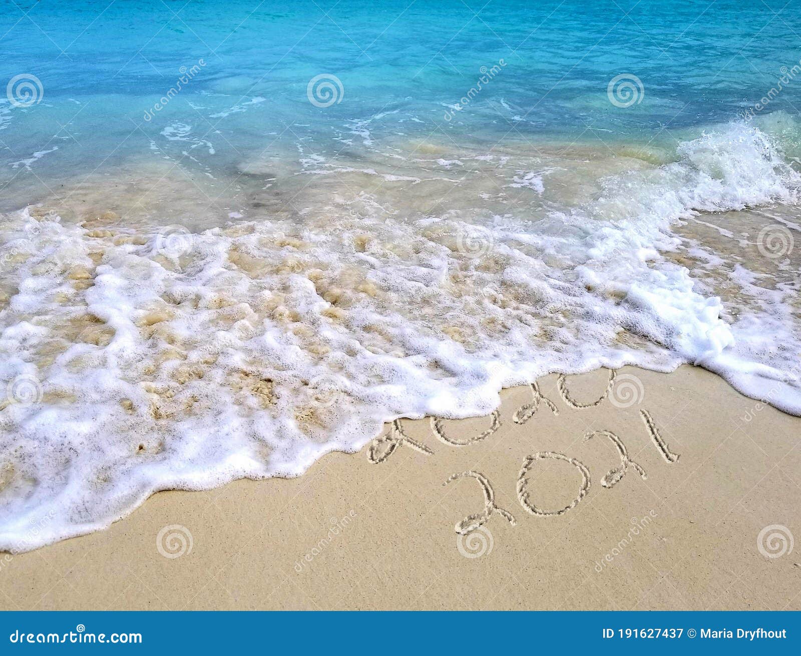 Ocean beach 2021 new year stock image. Image of beach - 191627437