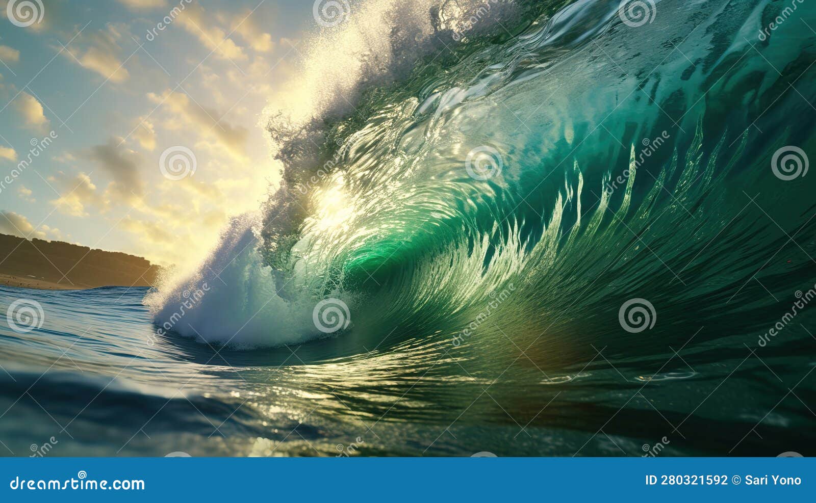 Ocean, Beautiful Wave, Relaxed Atmosphere. Generative Ai Stock ...