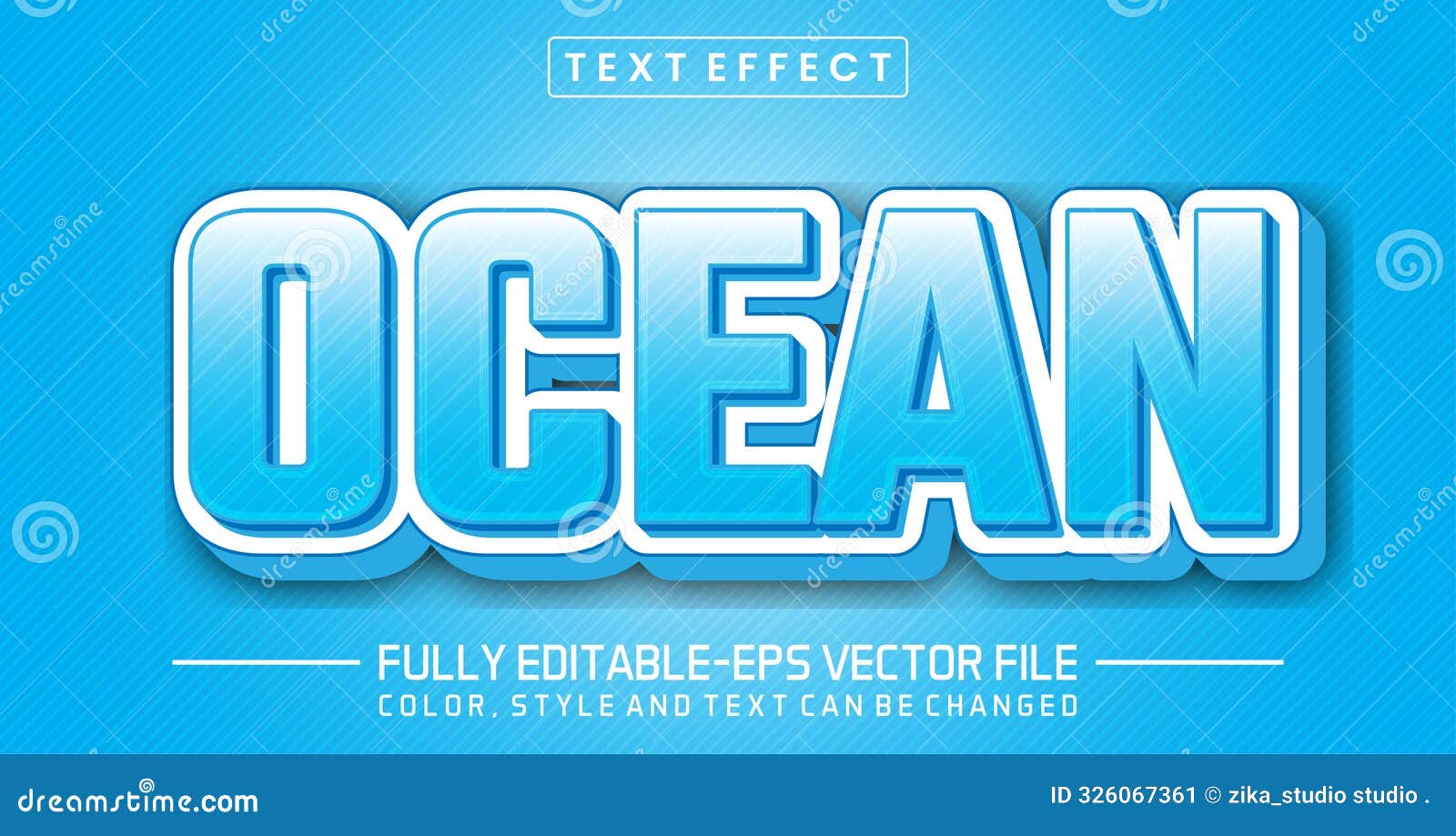 Ocean Blue Font Text Effect Editable Stock Illustration - Illustration ...