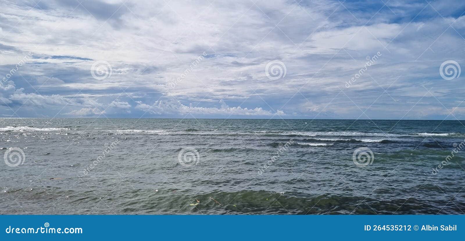 Ocean with Blue Sky and Clouds Stock Photo - Image of frost, sunlight ...