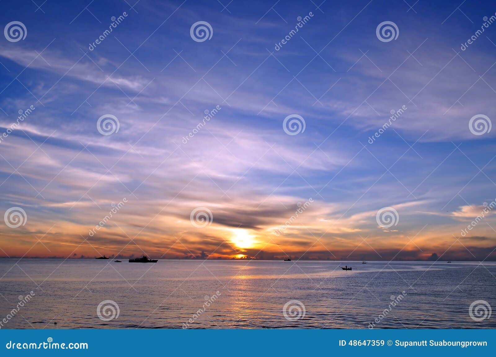 Ocean blue sky and sunset stock image. Image of scene - 48647359