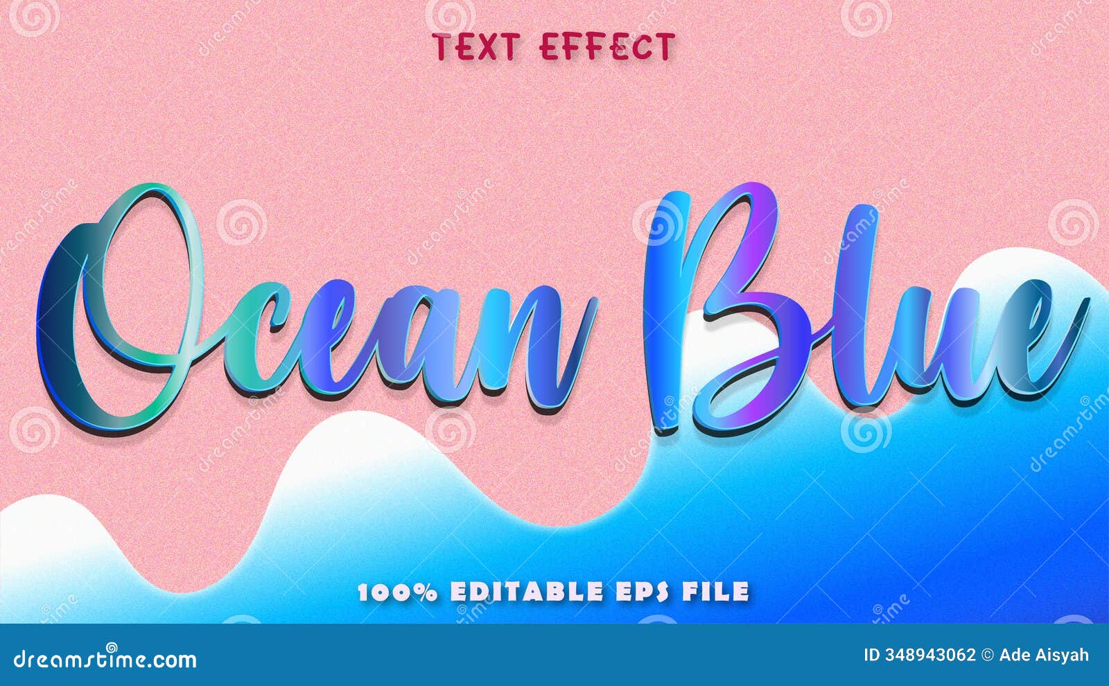 Ocean Blue Text Style Effect Stock Vector - Illustration of modern ...