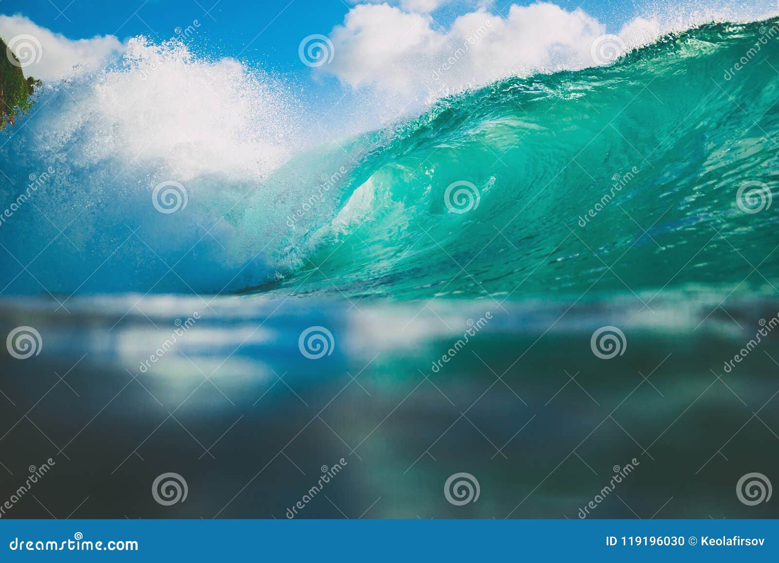 Ocean Blue Wave in Ocean. Breaking Wave for Surfing in Bali Stock Photo ...
