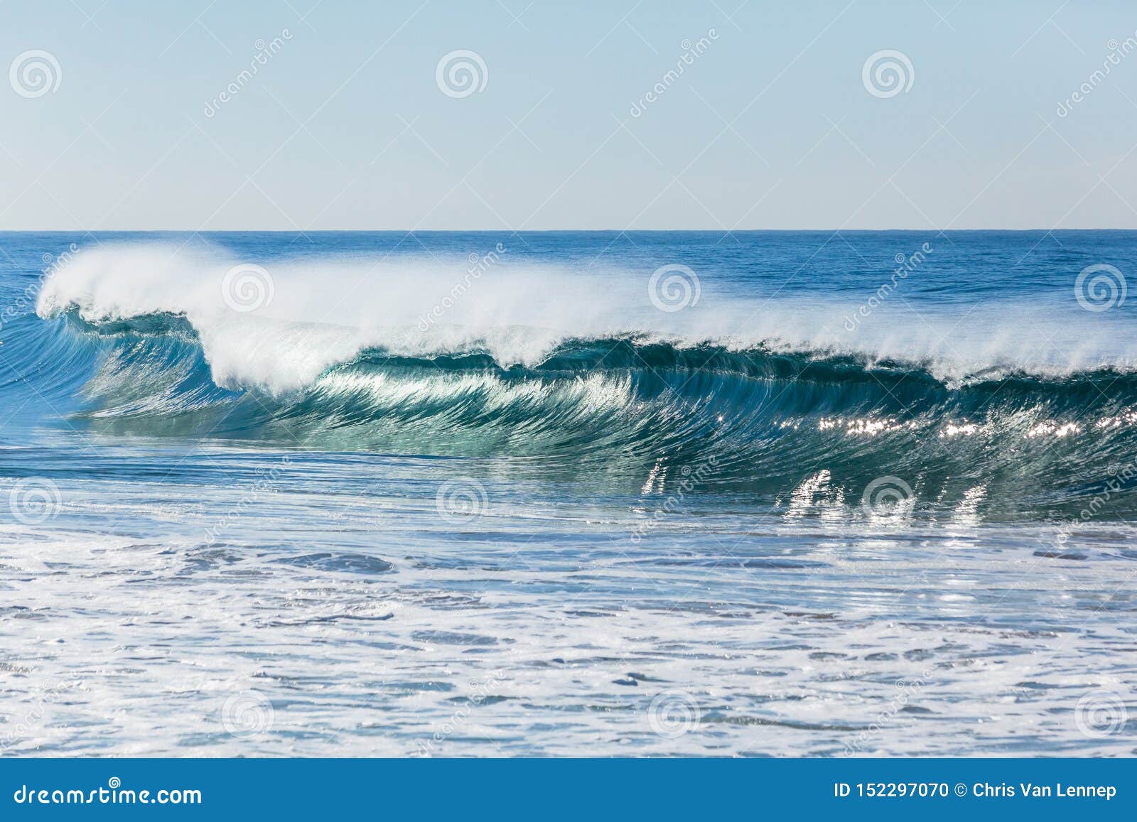 Ocean Blue Wave Sunlight Reflections Crashing Stock Photo - Image of ...