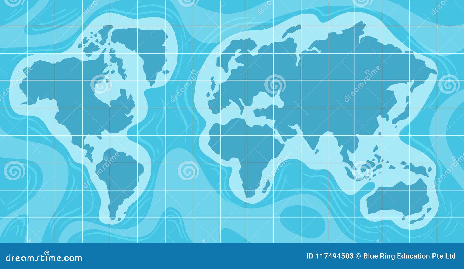 A Ocean Blue World Map stock vector. Illustration of earth - 117494503