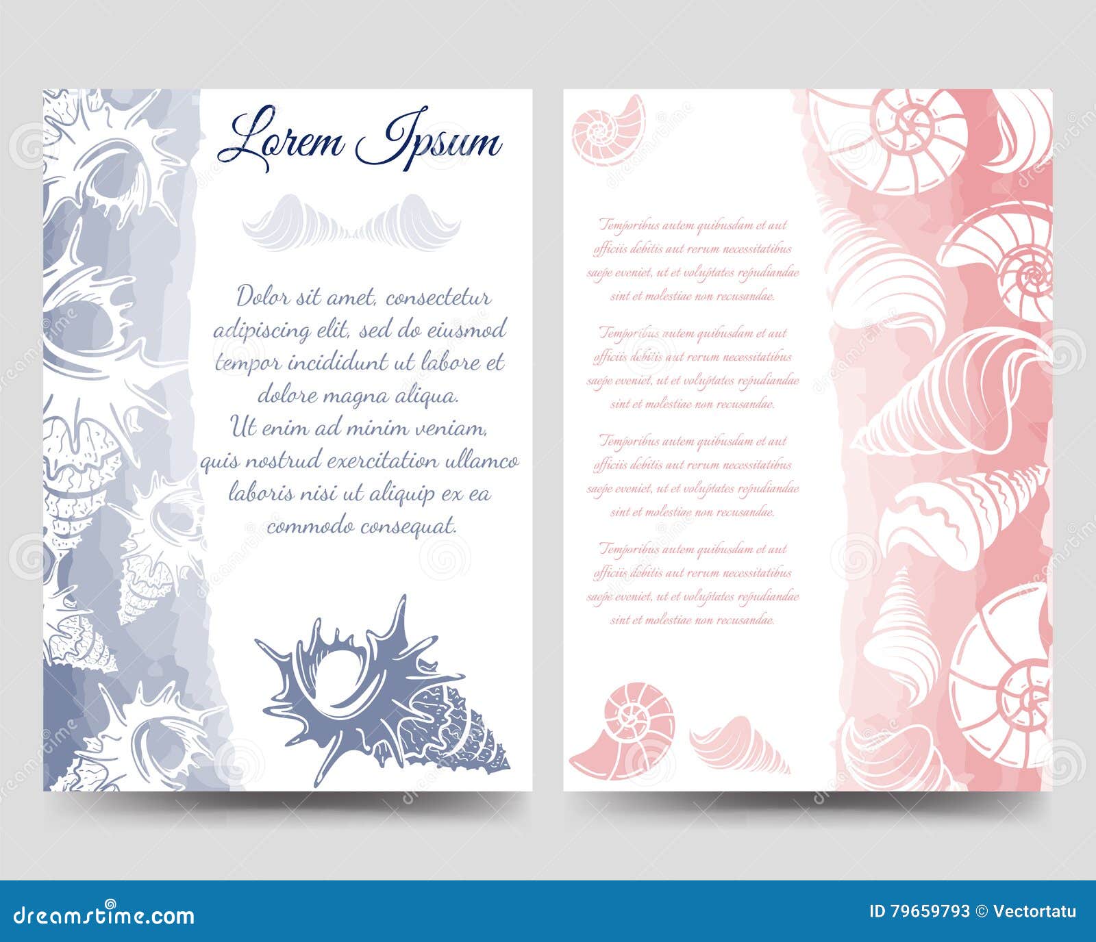 Ocean Brochure Template with Sea Shells Stock Vector - Illustration of ...