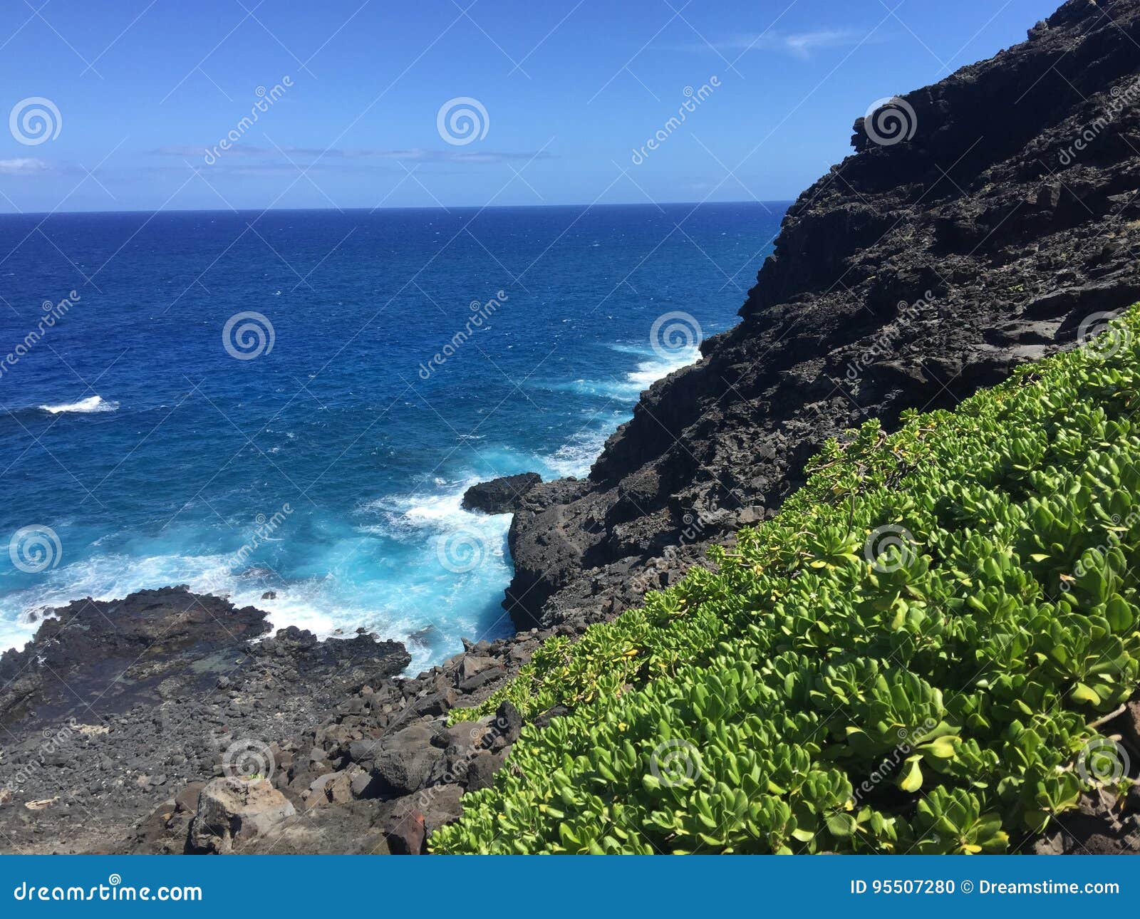 Ocean cliffs stock photo. Image of water, tide, hawaii - 95507280